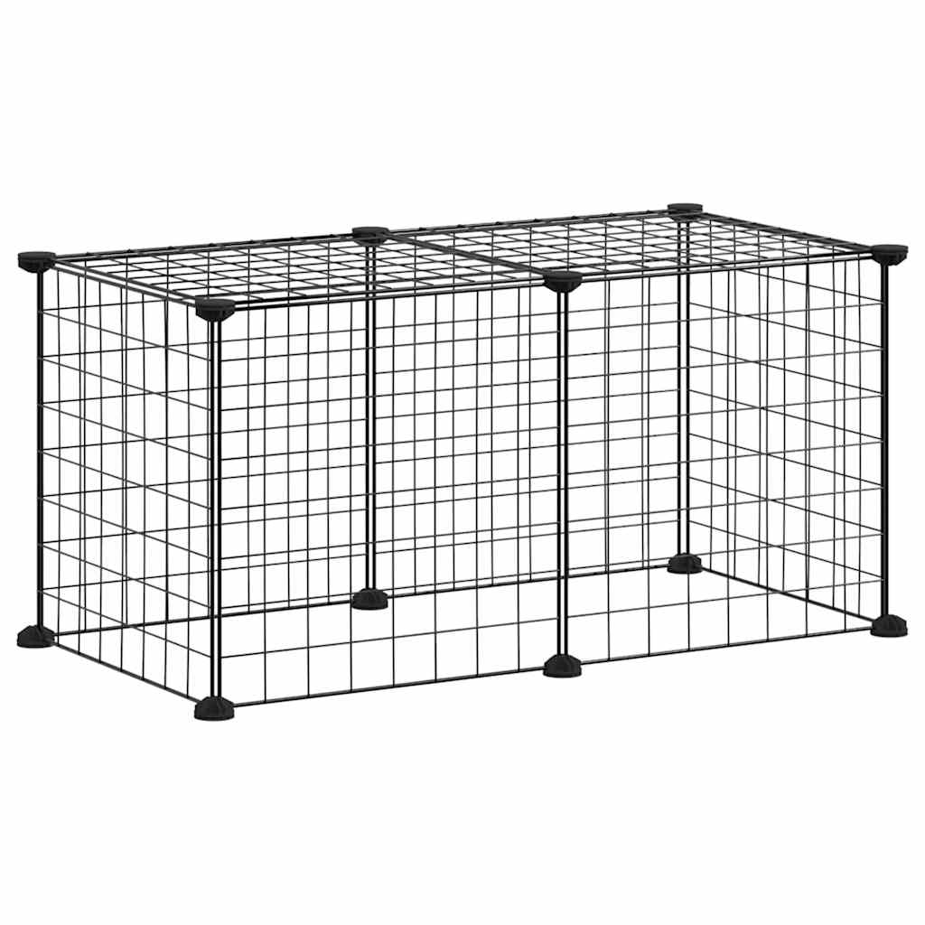 Cage animaux de compagnie à 8 panneaux Noir 35x35 cm Acier CFW26024 ...