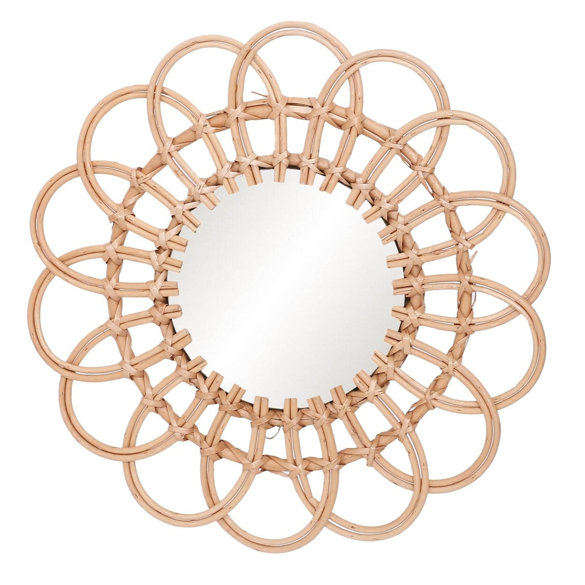 Espejo Decorativo Floral de 40 cm para Pared, Espejo Natural de Palma y ...