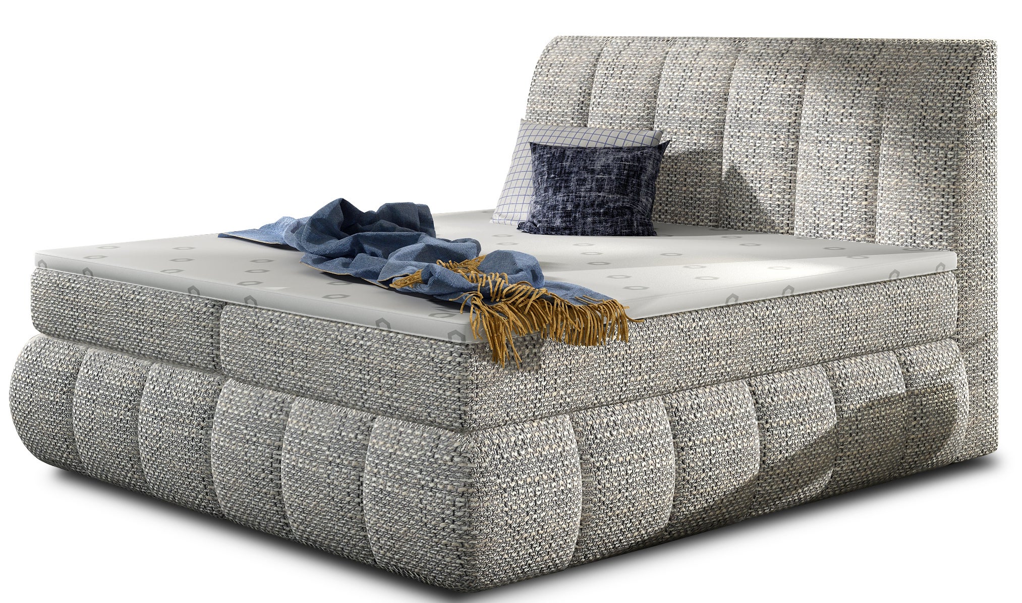 Lit continental matelassé tissu gris clair chiné Florencia-180x200 ...