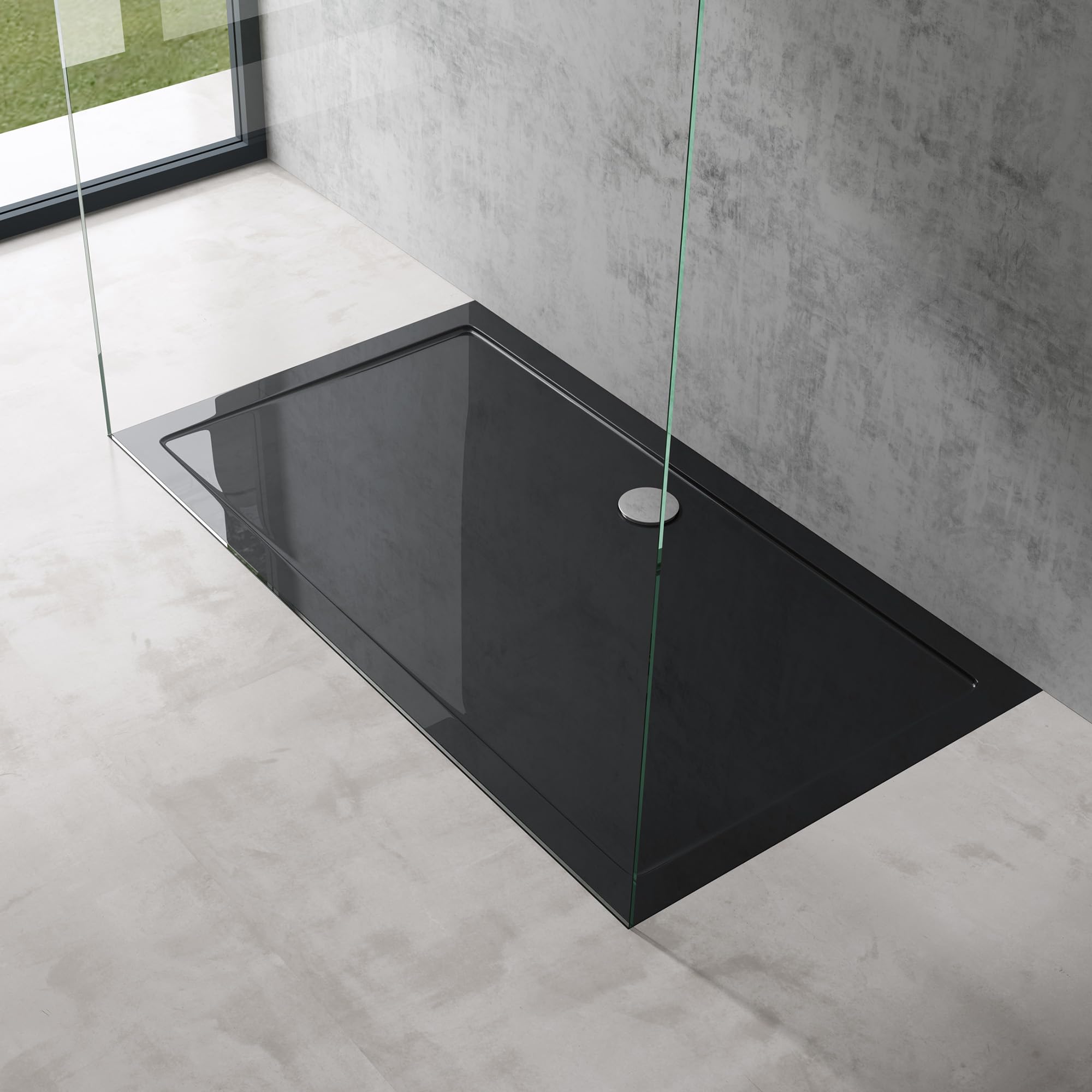 Doporro Bac à Douche Antiglisse Receveur de Douche Rectangulaire Noir ...