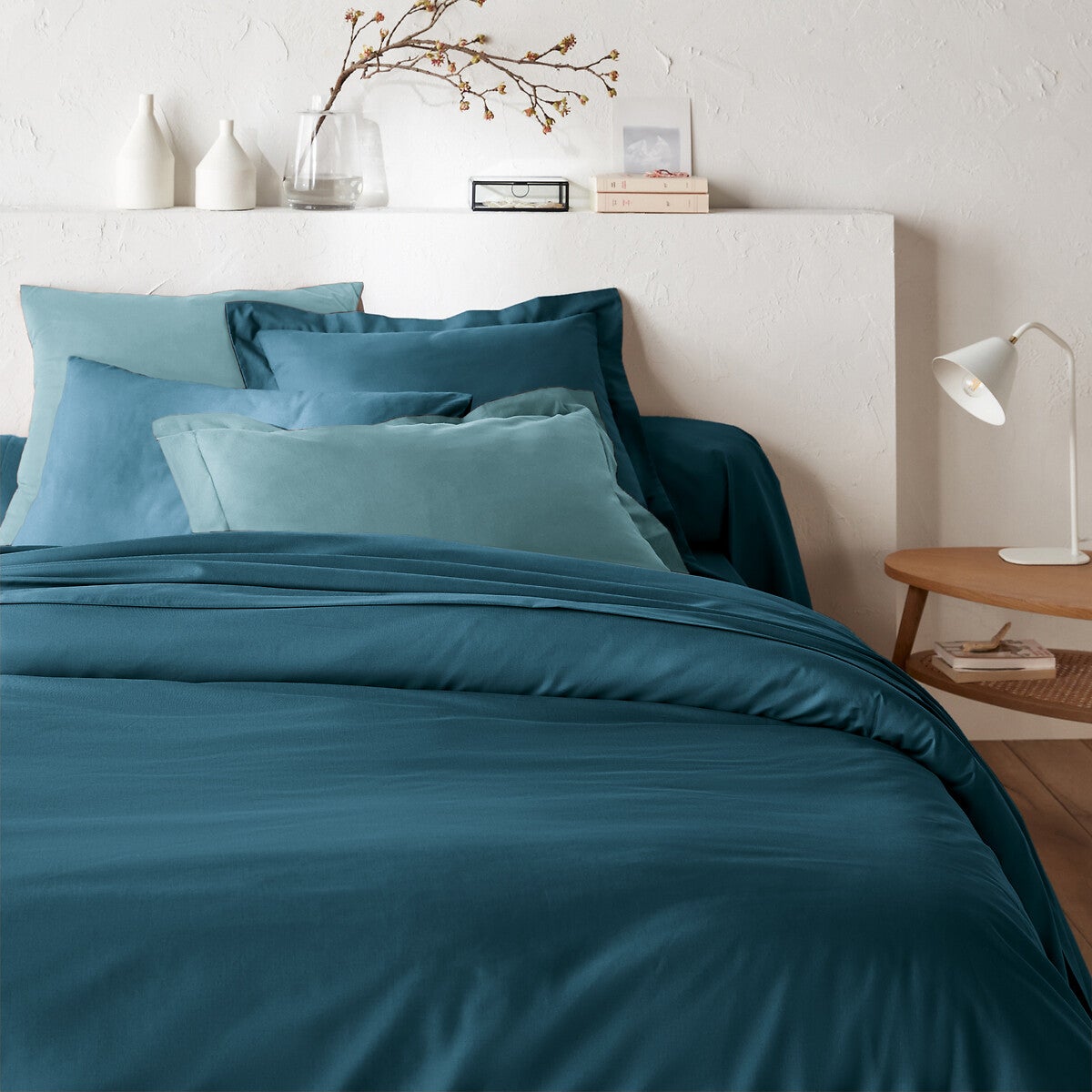 Housse de couette unie en polycoton, Scenario - Bleu de prusse - 260 x ...