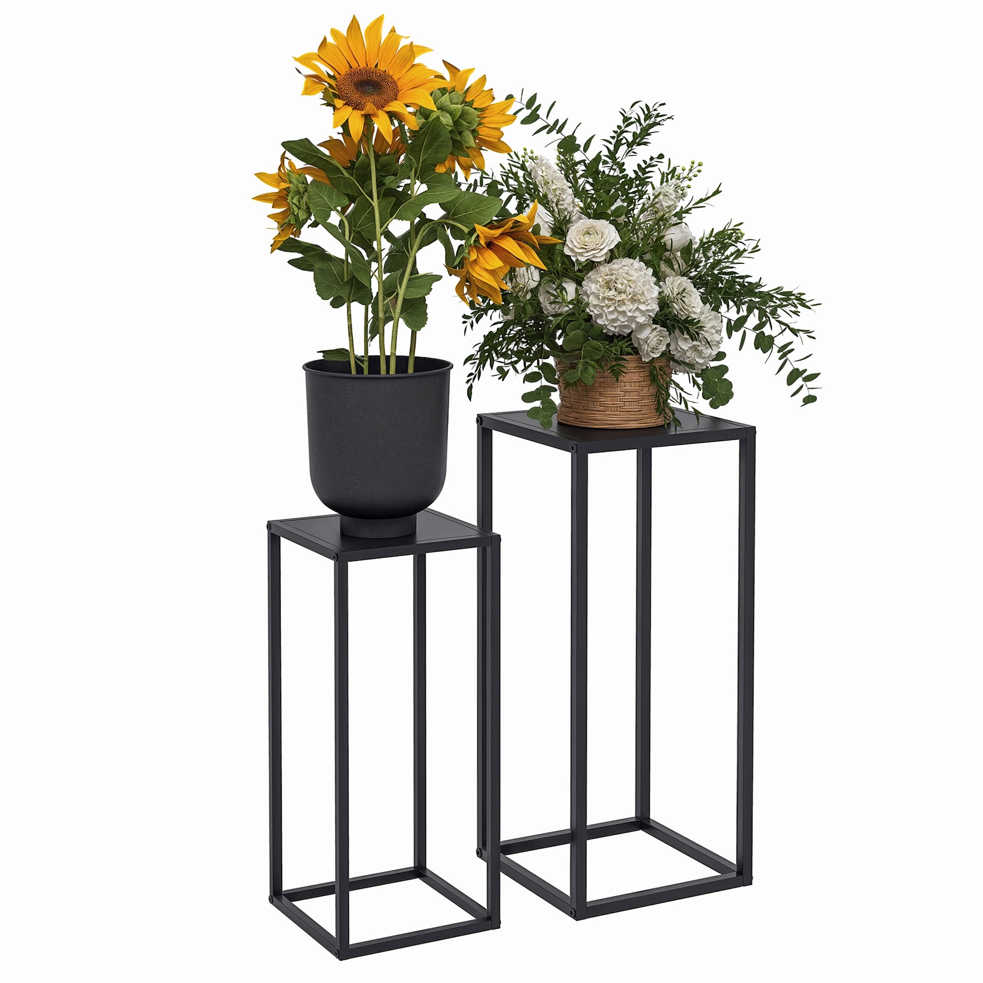Support à fleurs,lot de 2,design scandinave,structure en métal,hauteur ...