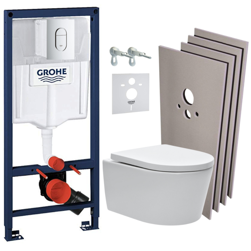 Grohe Pack WC Bâti-support Rapid SL + WC SAT sans bride + Abattant ...