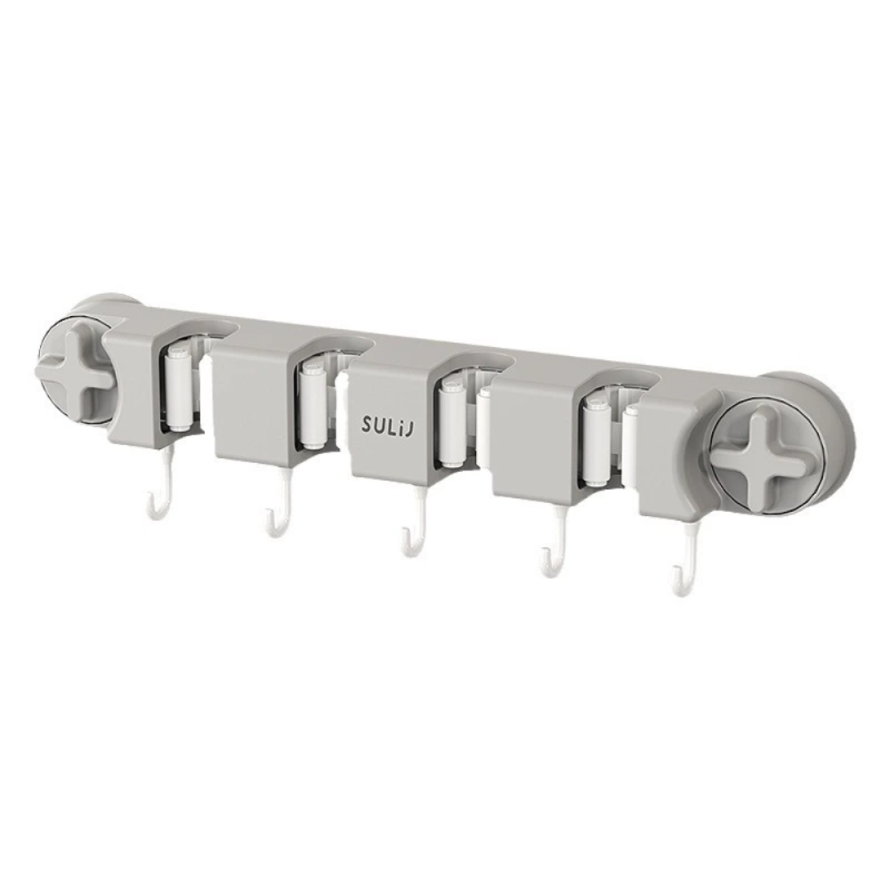 Support de balai multifonctionnel, ventouse, sans perçage, quatre clips ...
