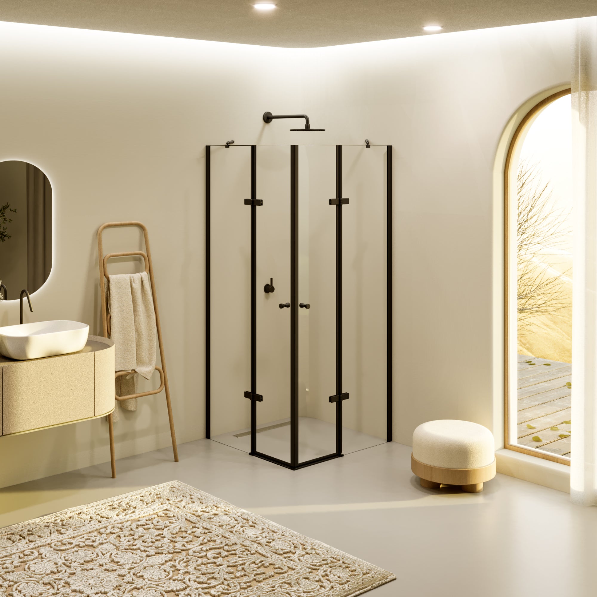 Mampara de Ducha Alice 90x75x180cm, REVERSIBLE, Puertas Abatibles ...