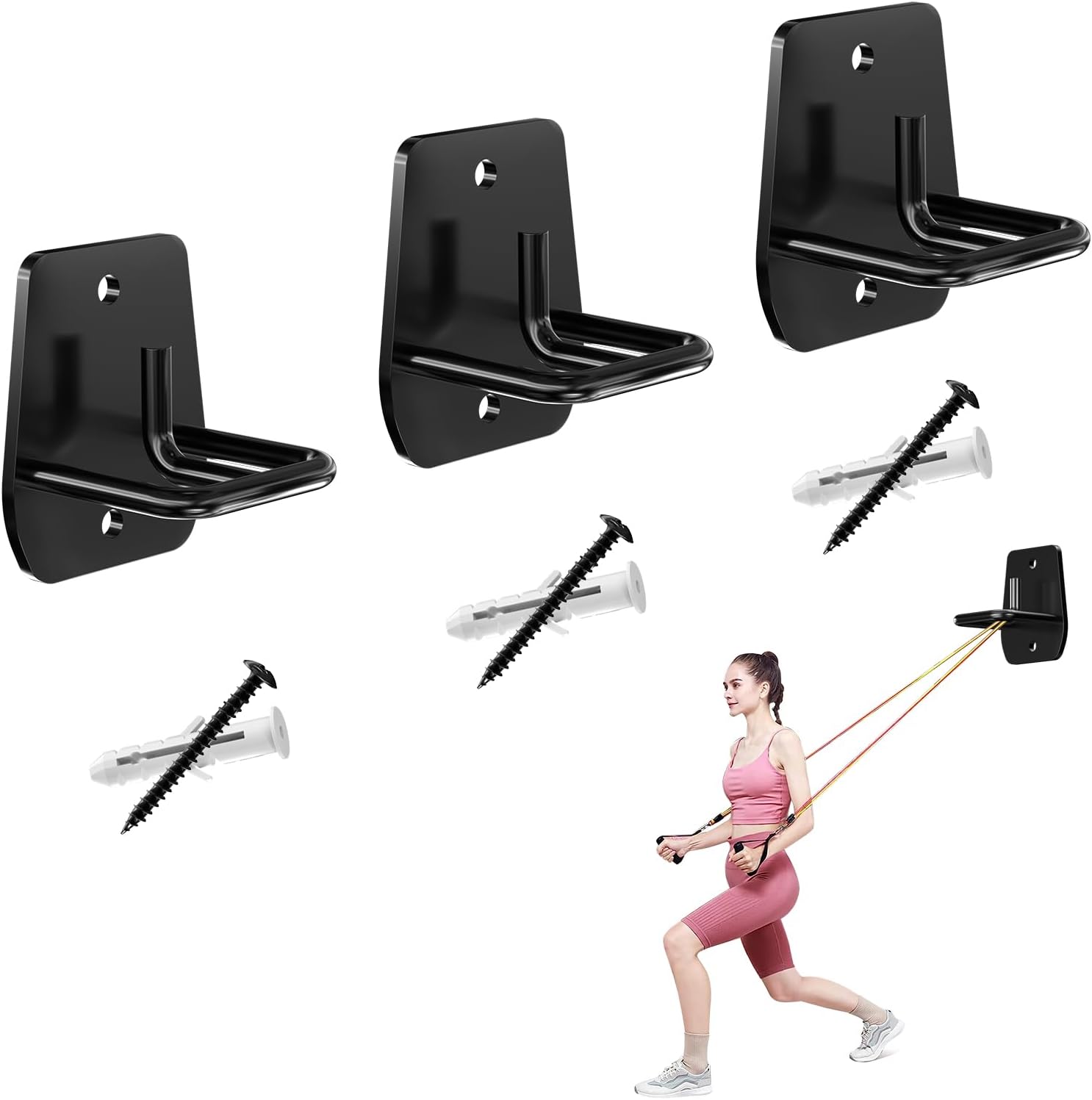 Soporte de pared para bandas de resistencia con 3 ganchos de anclaje ...