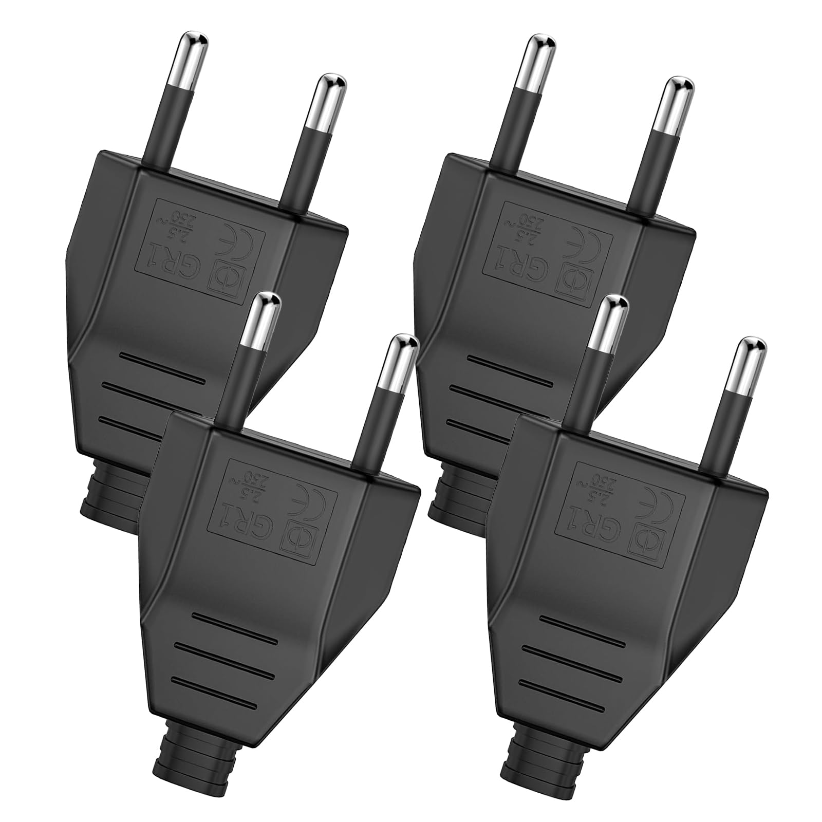 4 Pièces Fiche Européenne Plate, Prise Electrique Male 250V 2.5A, Fiche ...