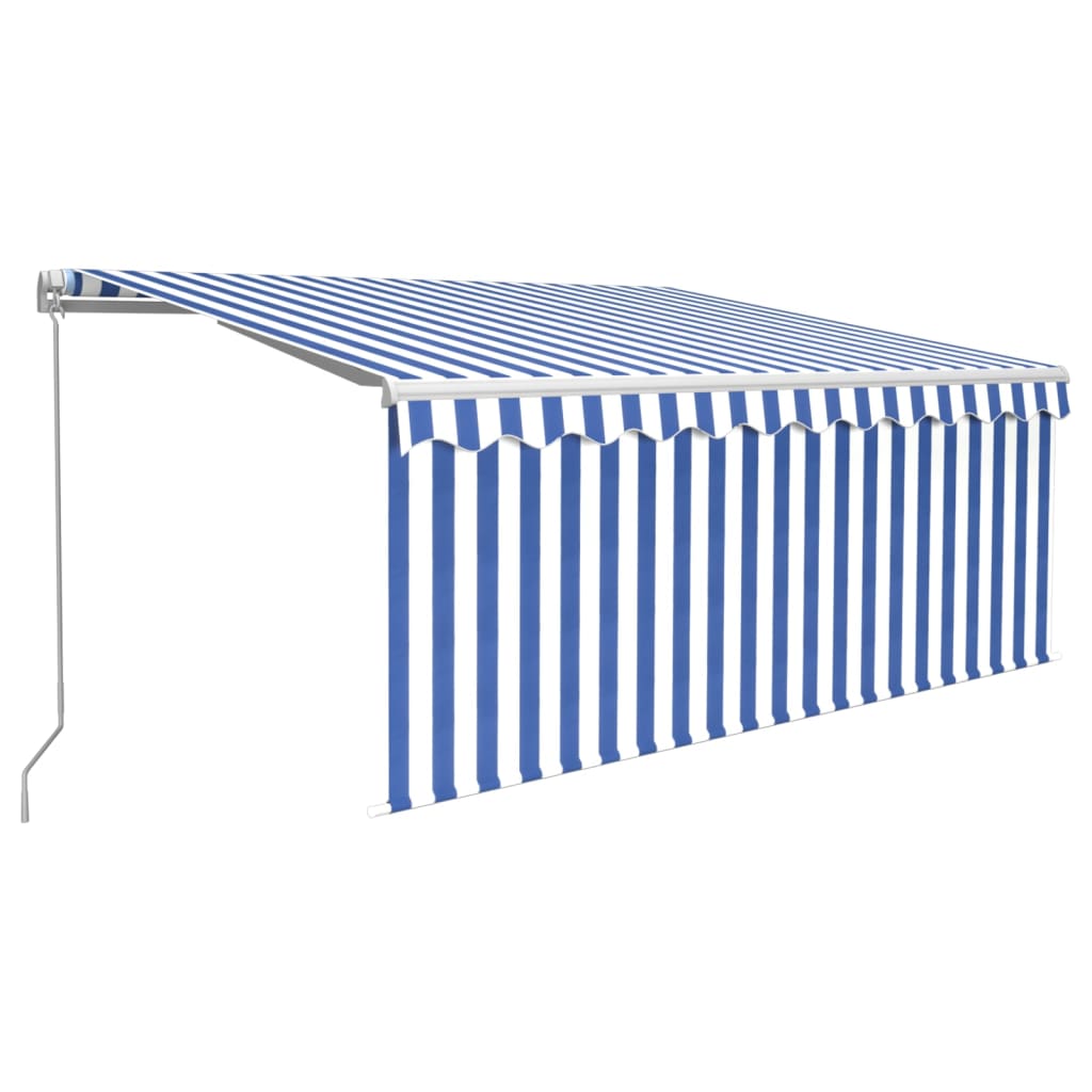 Toldo retráctil manual con persianas azules y blancas 3x2,5 m | Leroy ...