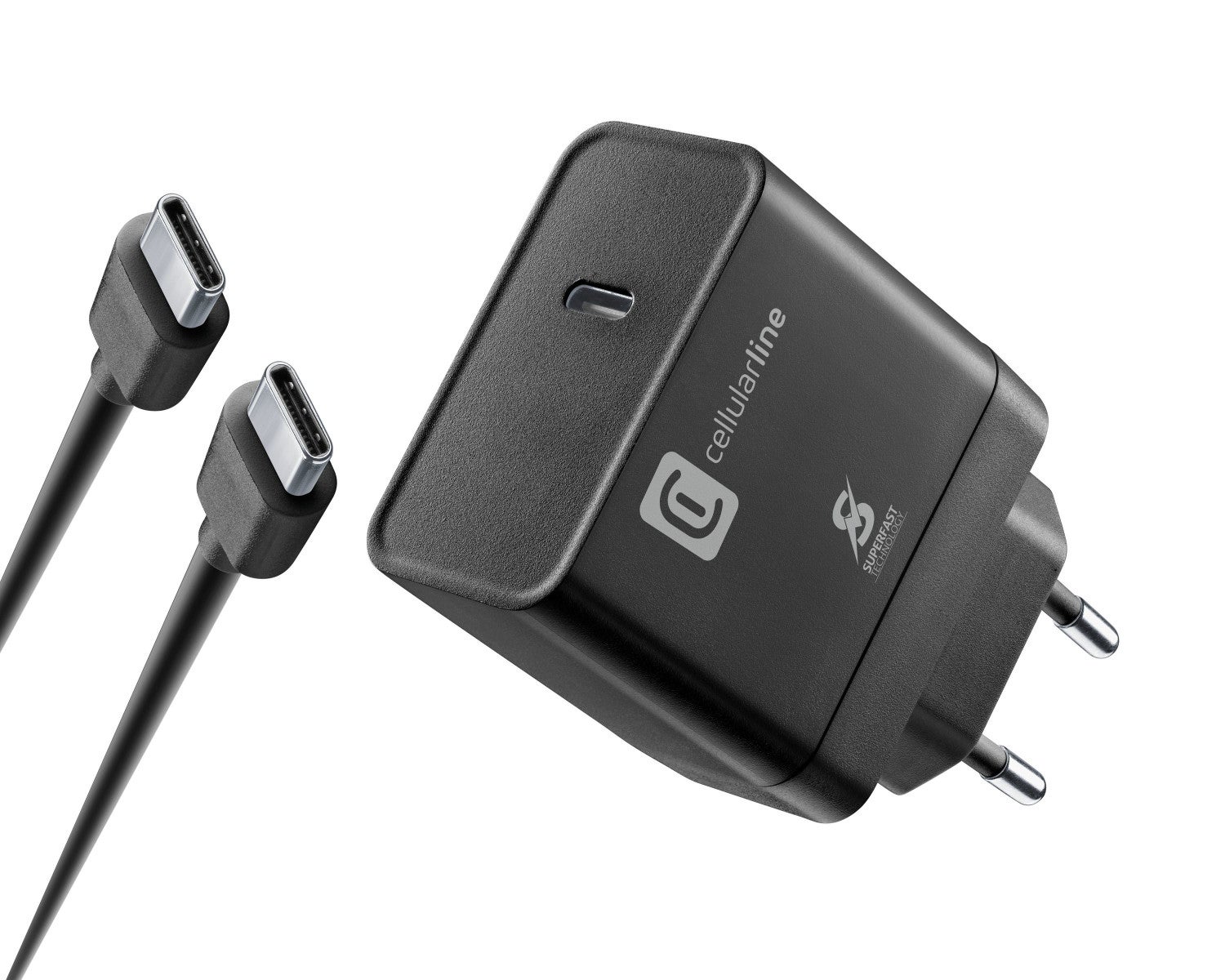 Cellularline Chargeur Super Rapide Usb C 45 W Noir Chargeur Réseau ...