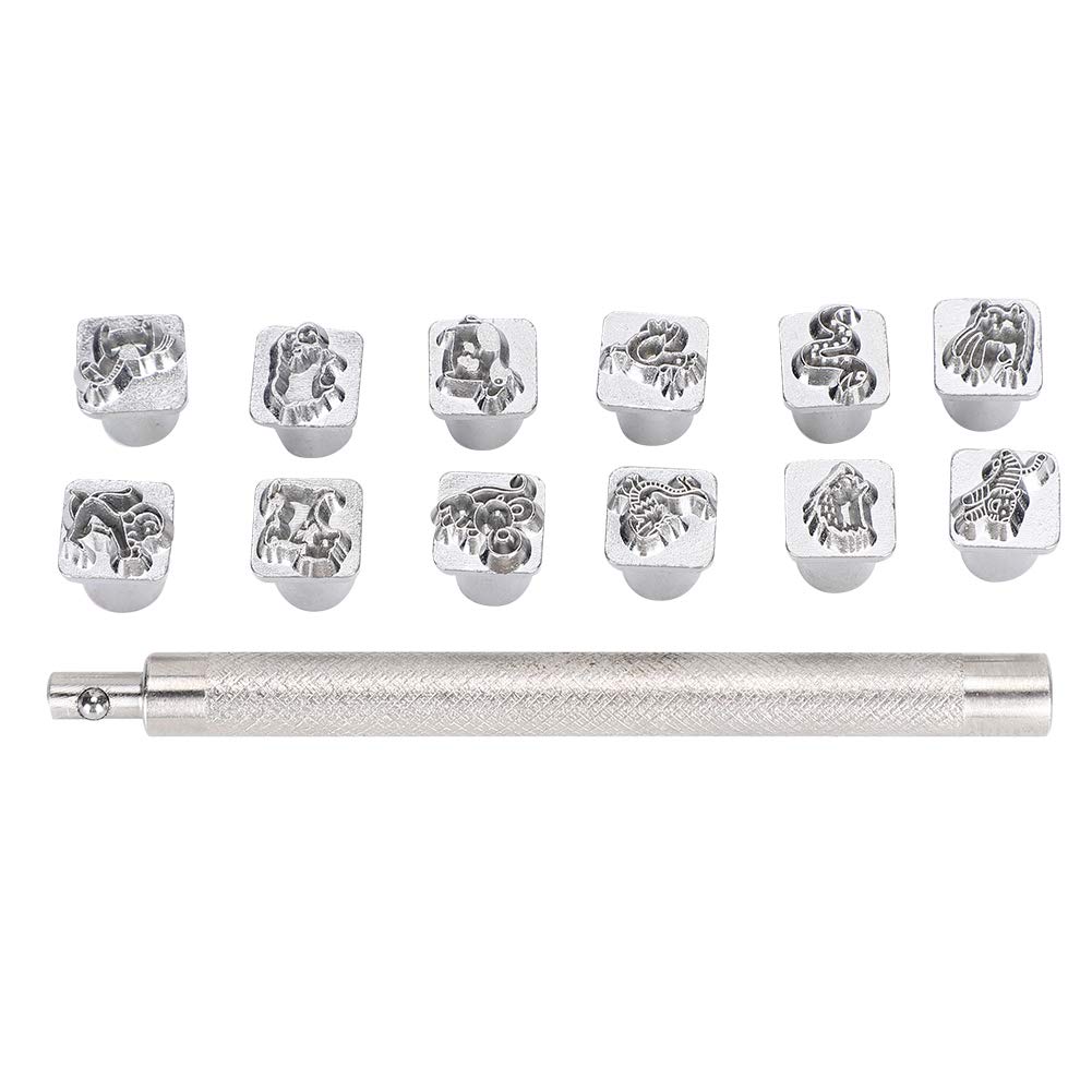Lot de 12 poinçons à estamper pour le travail du cuir, motif du ...
