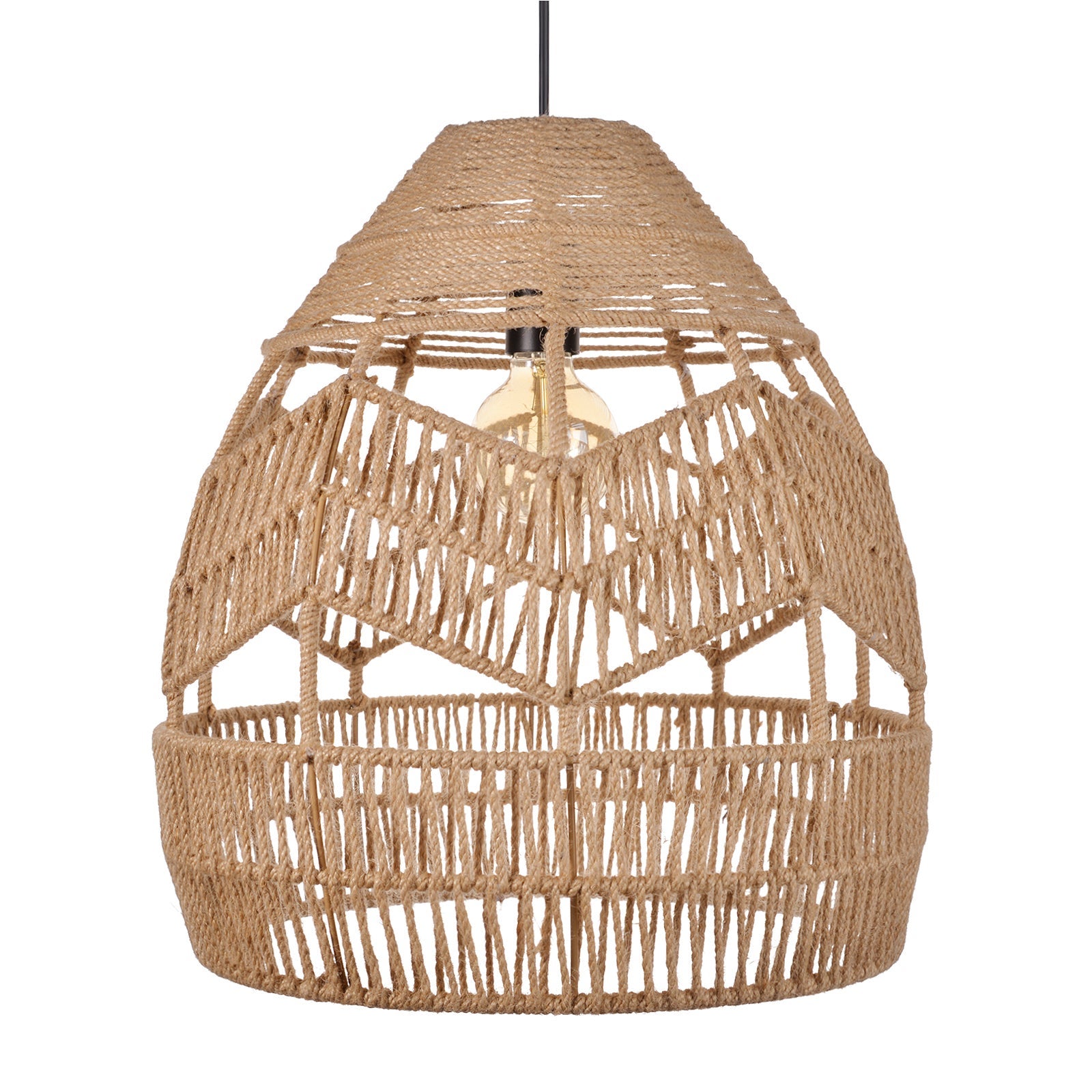 Lustre en rotin naturel pour salon, chambre et îlot de cuisine noir ...
