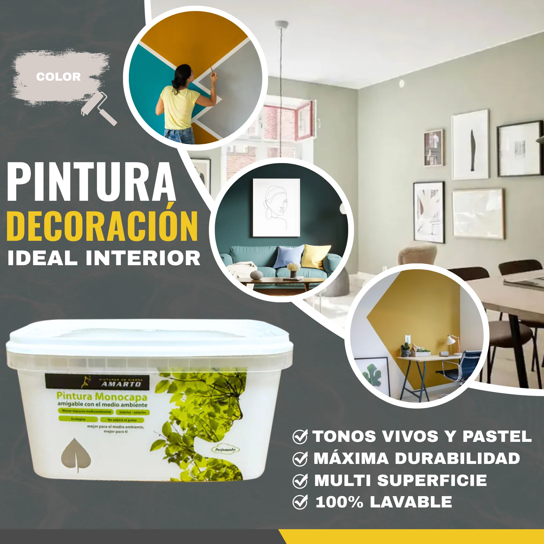 [4L color Porcelana] Pintura plástica monocapa interior | Alta ...