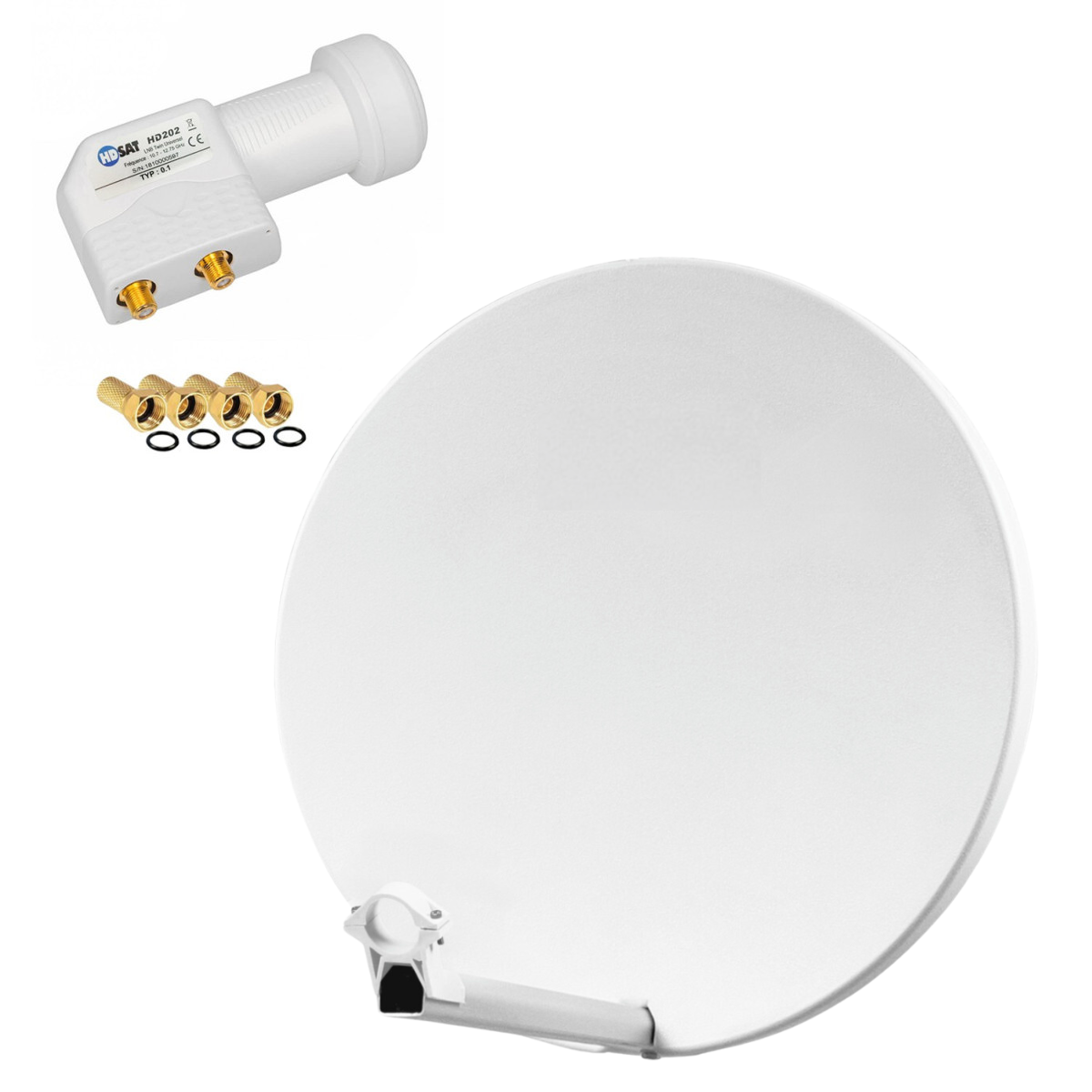Pack HDSAT Parabole satellite fibre composite Blanche 60cm BRIDES INOX + LNB Twin HD 4K | Leroy ...