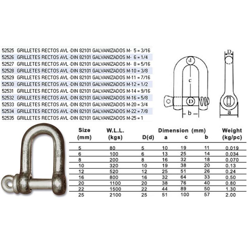 Manilles droites AVL DIN 82101 galvanisées M-16 5/8 | Leroy Merlin