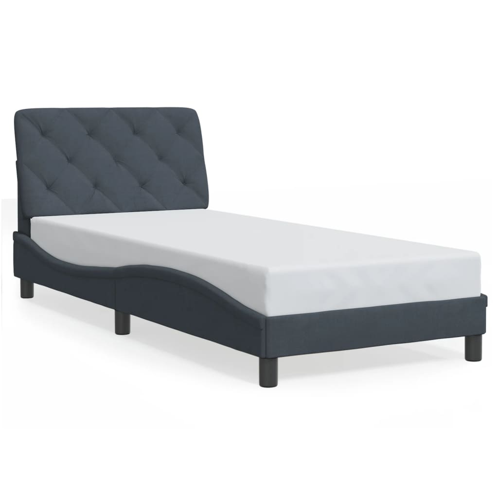 Lit simple | Lit adulte | Cadre lit avec tête de lit Gris foncé 90x200 ...