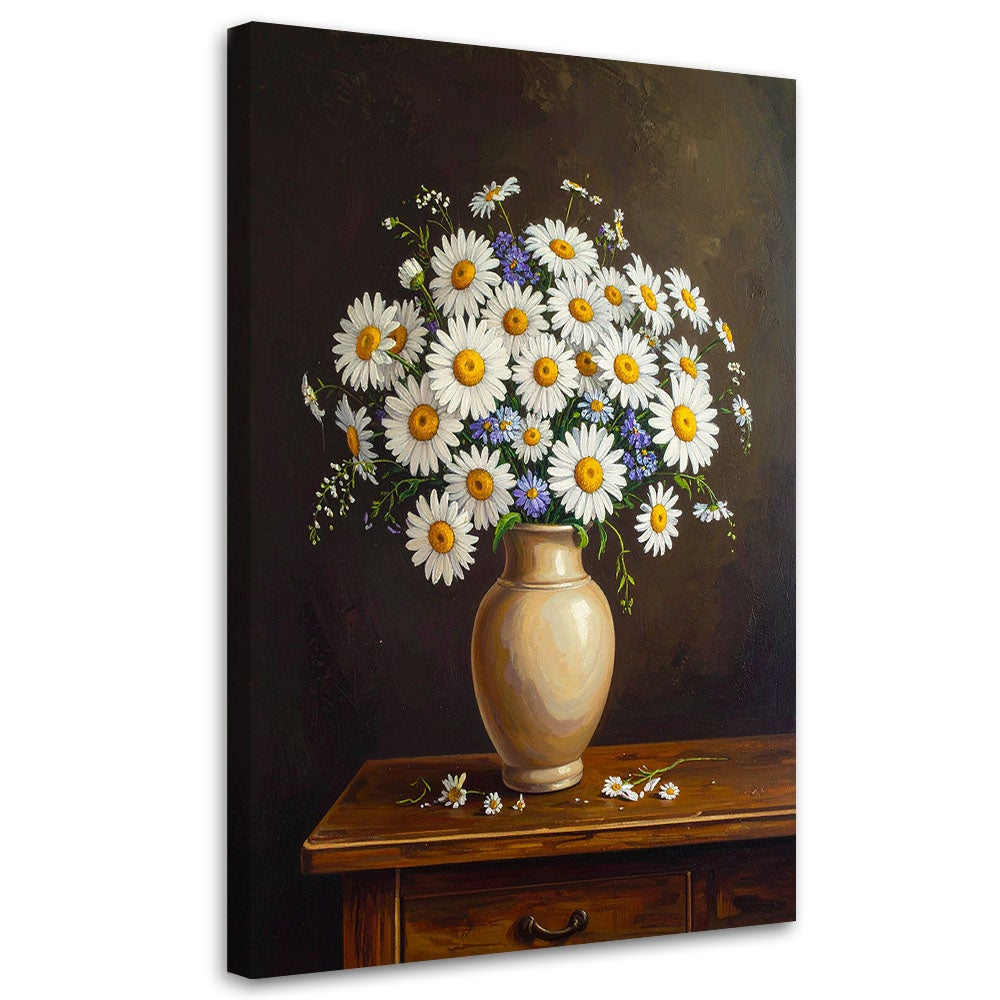 Tableau Moderne Marguerites bouquet de fleurs sauvages dans un vase ...
