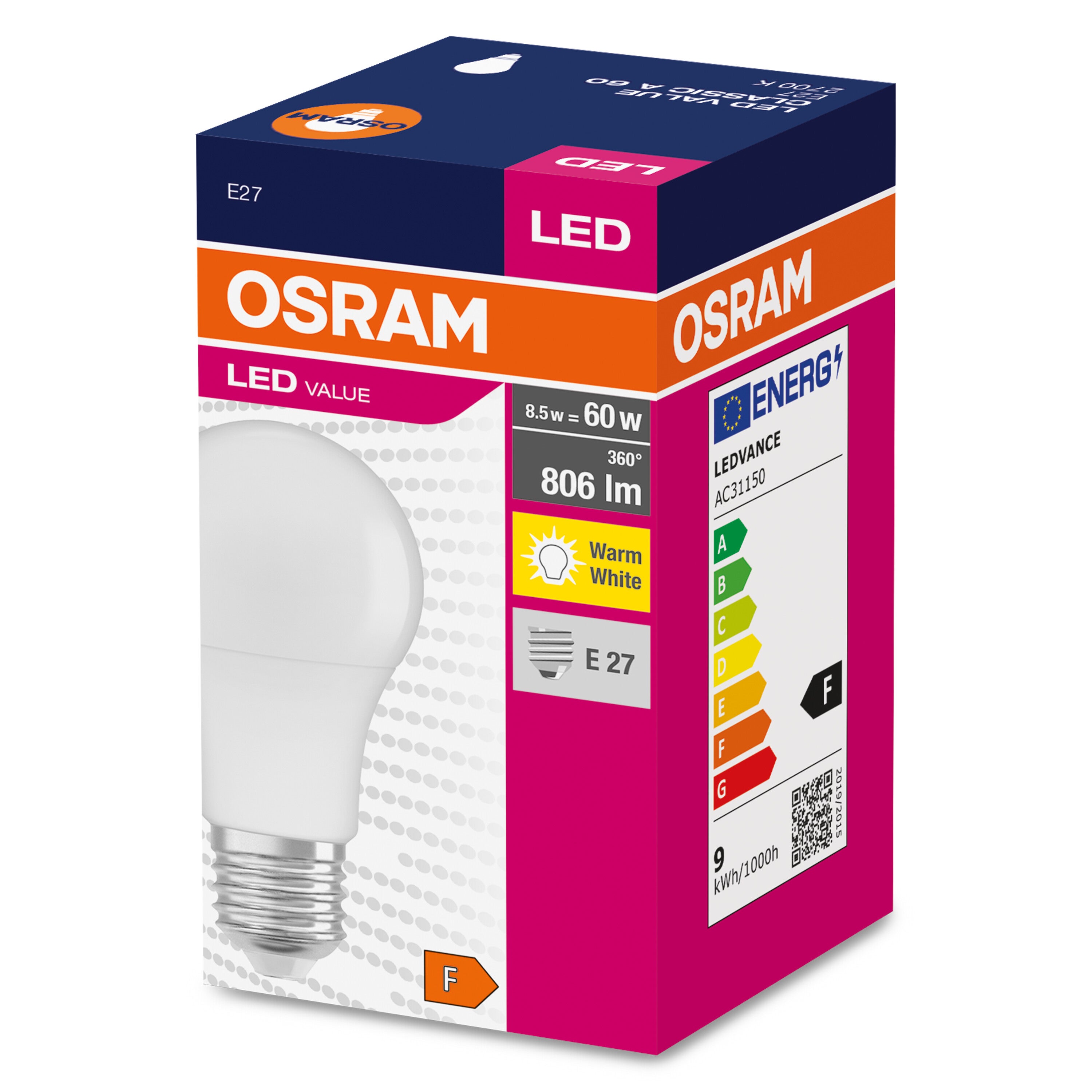 OSRAM LED VALUE CLASSIC A 60 FR 8.5 W/2700 K E27 | Leroy Merlin
