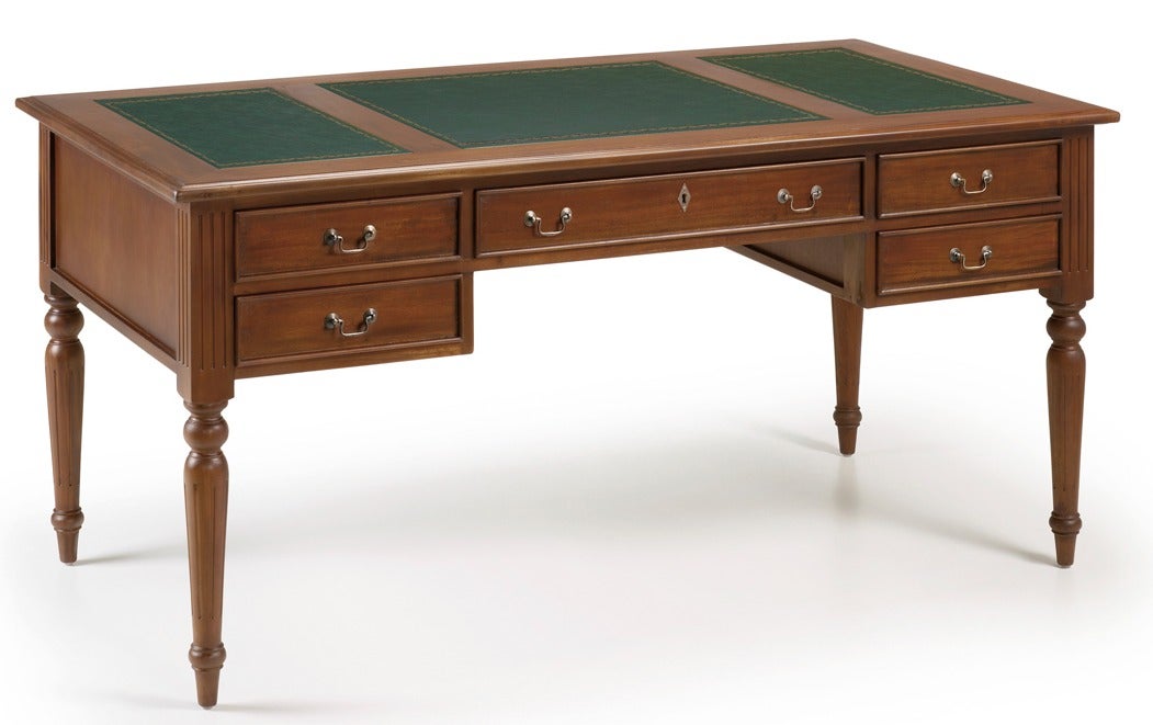 Bureau en bois d'acajou marron 5 tiroirs Castle 180cm | Leroy Merlin