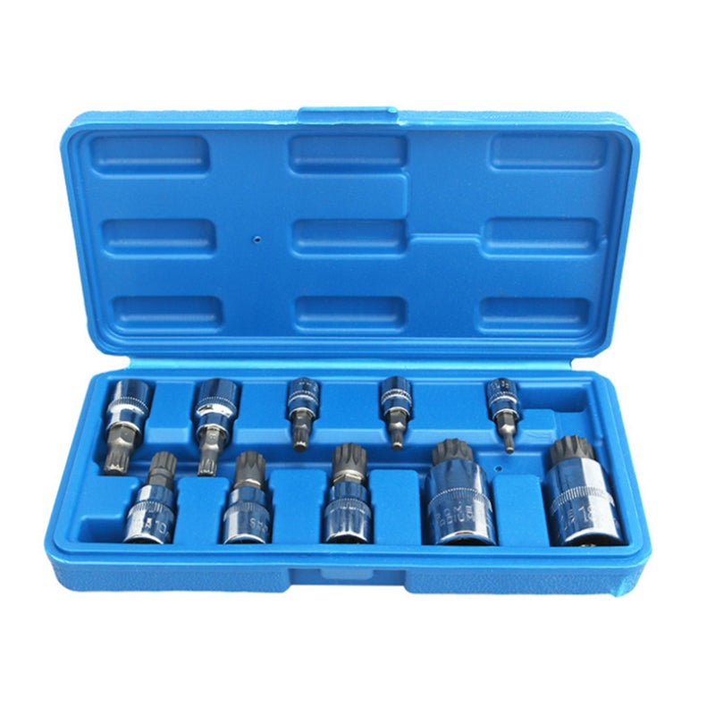 Set de 10 pièces de douilles à encoche spline triple carré 12 points ...