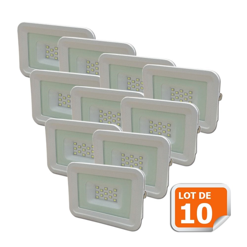 Lot de 10 LED Projecteur Lampe 10W Blanc 6000K IP65 Extra Plat | Leroy ...