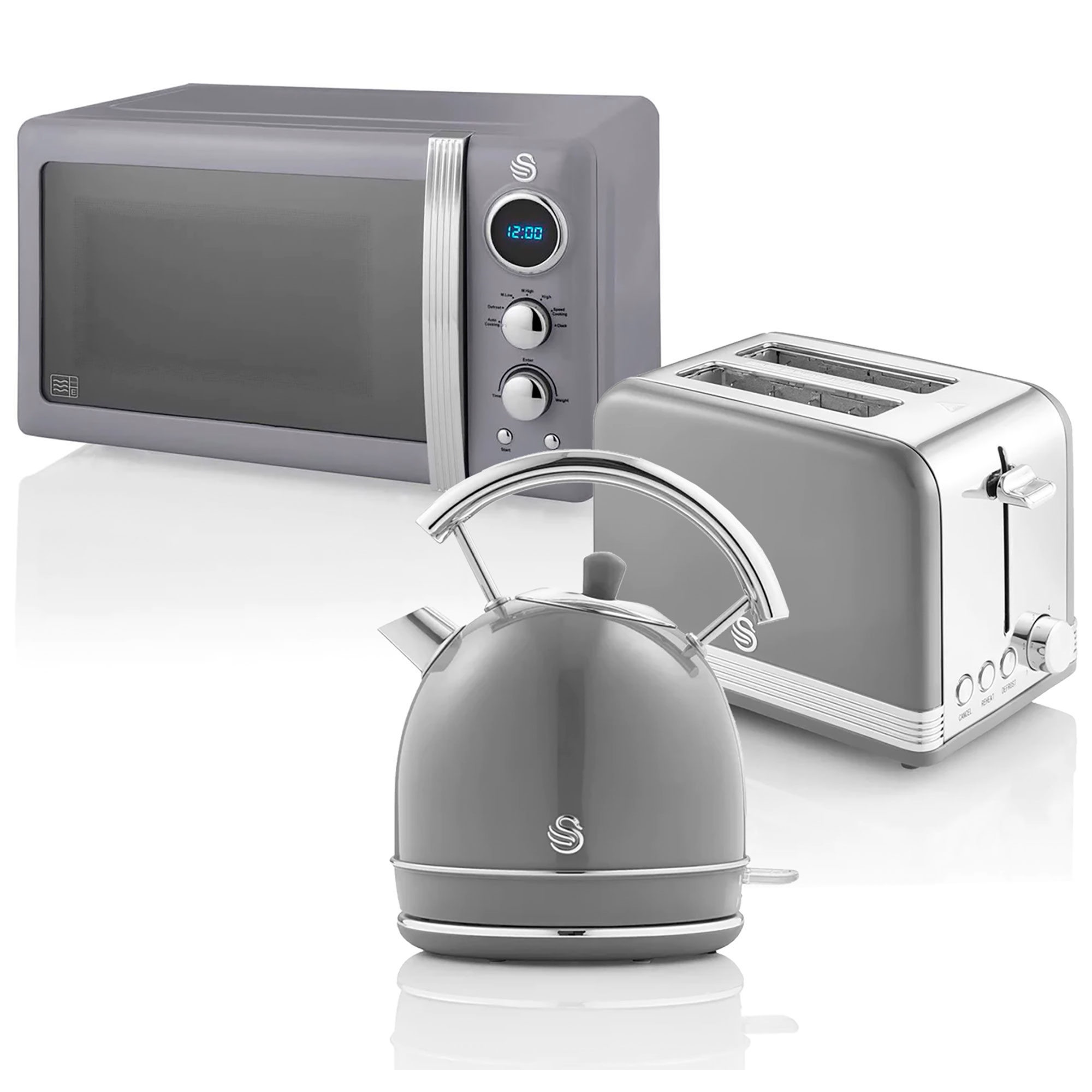 Retro Set Petit-Déjeuner Bouilloire 1,8L Grille-Pain 2 Tranches Micro ...