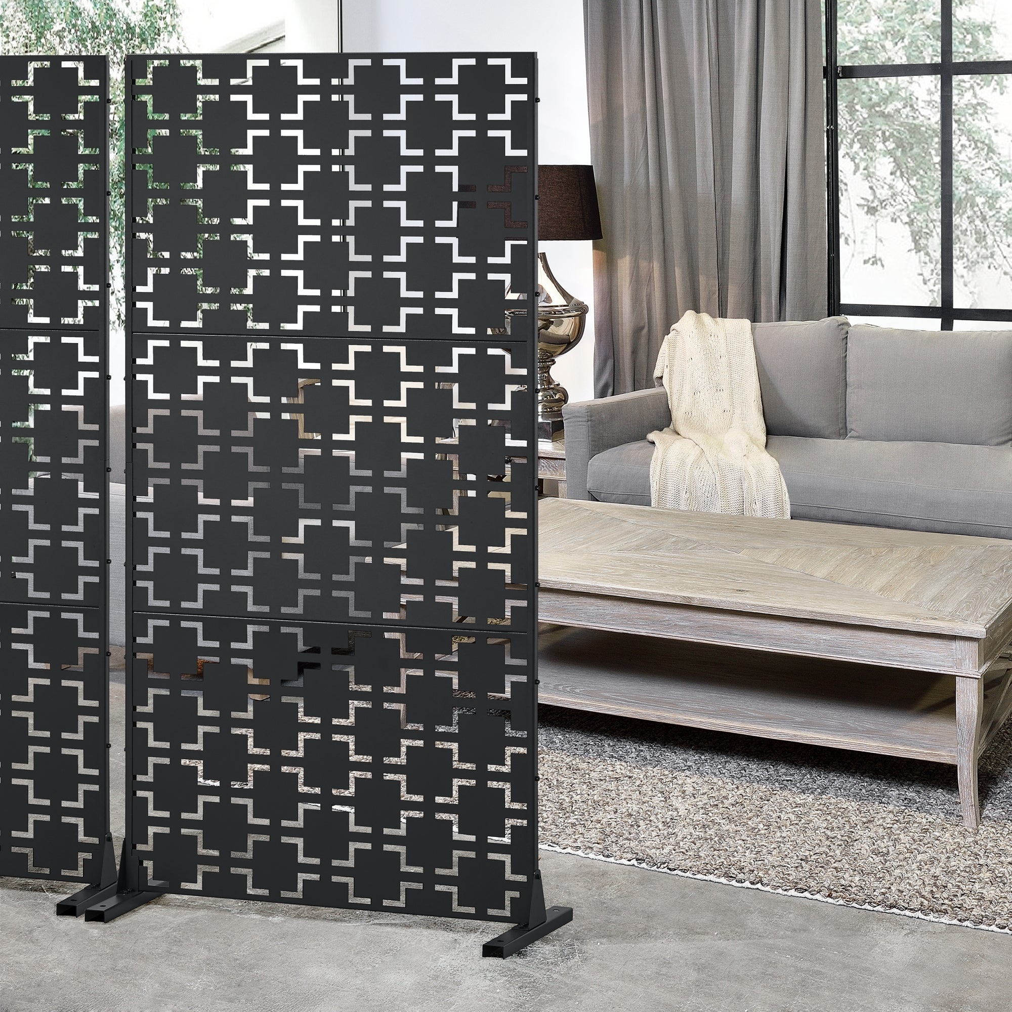 Pannello Divisorio Basciano Struttura Traforata in Acciaio Nero 180 x ...