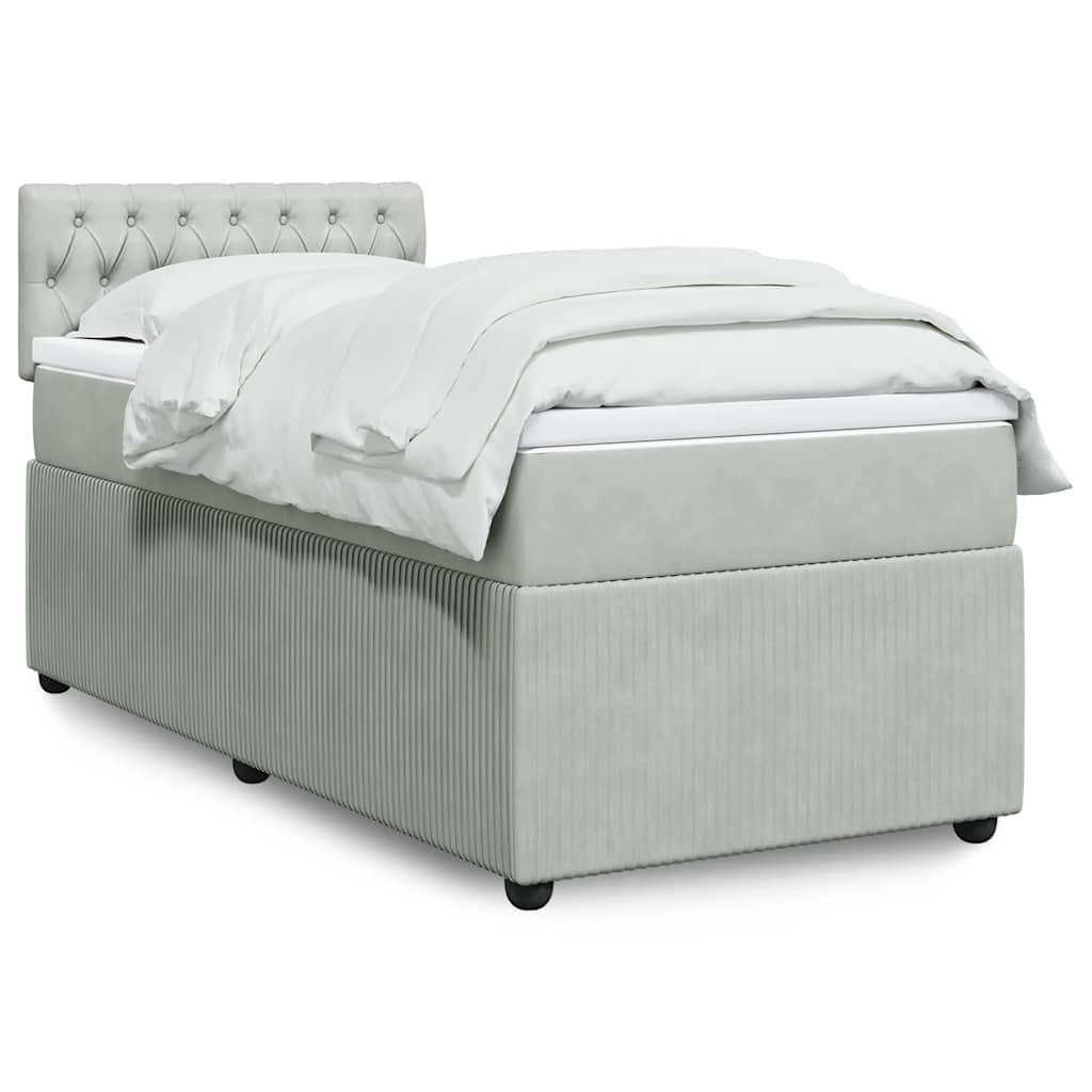 Cama box spring con colchón terciopelo gris claro 90x190 cm | Leroy Merlin