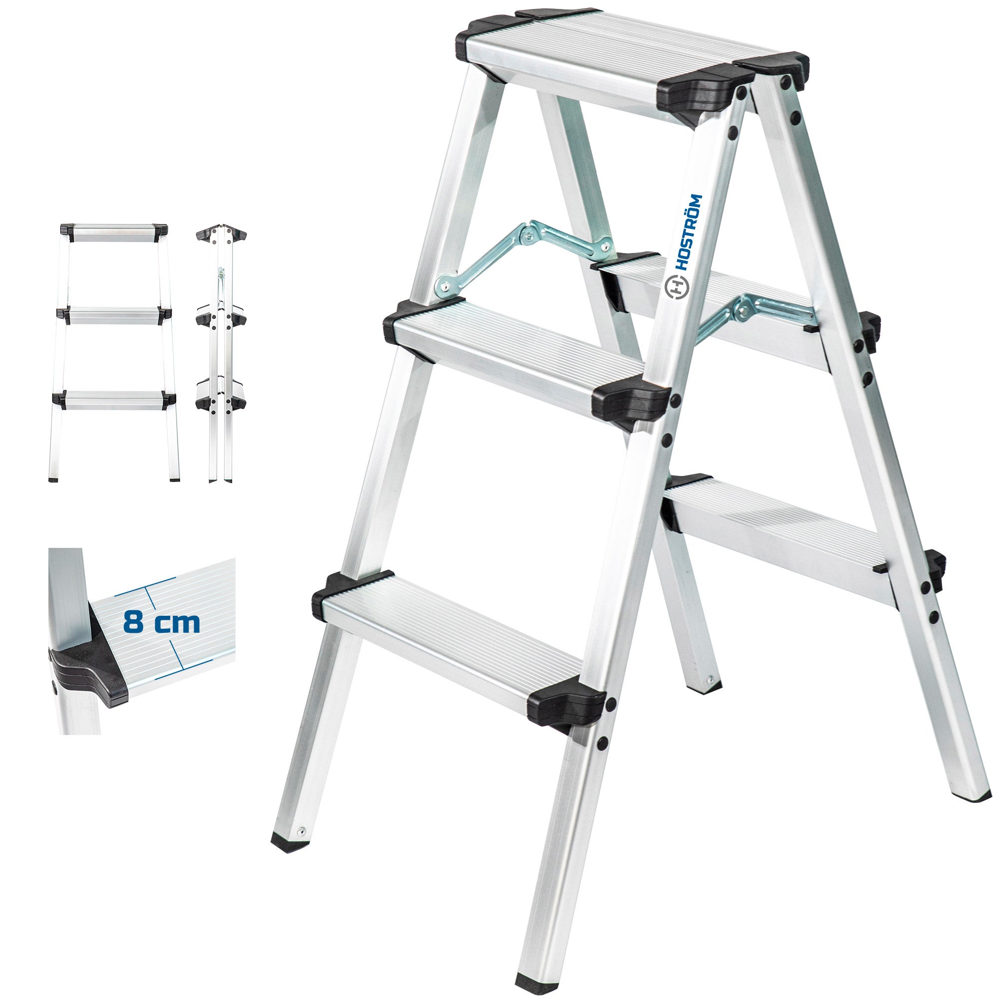 Escabeau marche pied 3 marches HOMILIX3, petit escabeau pliable ...