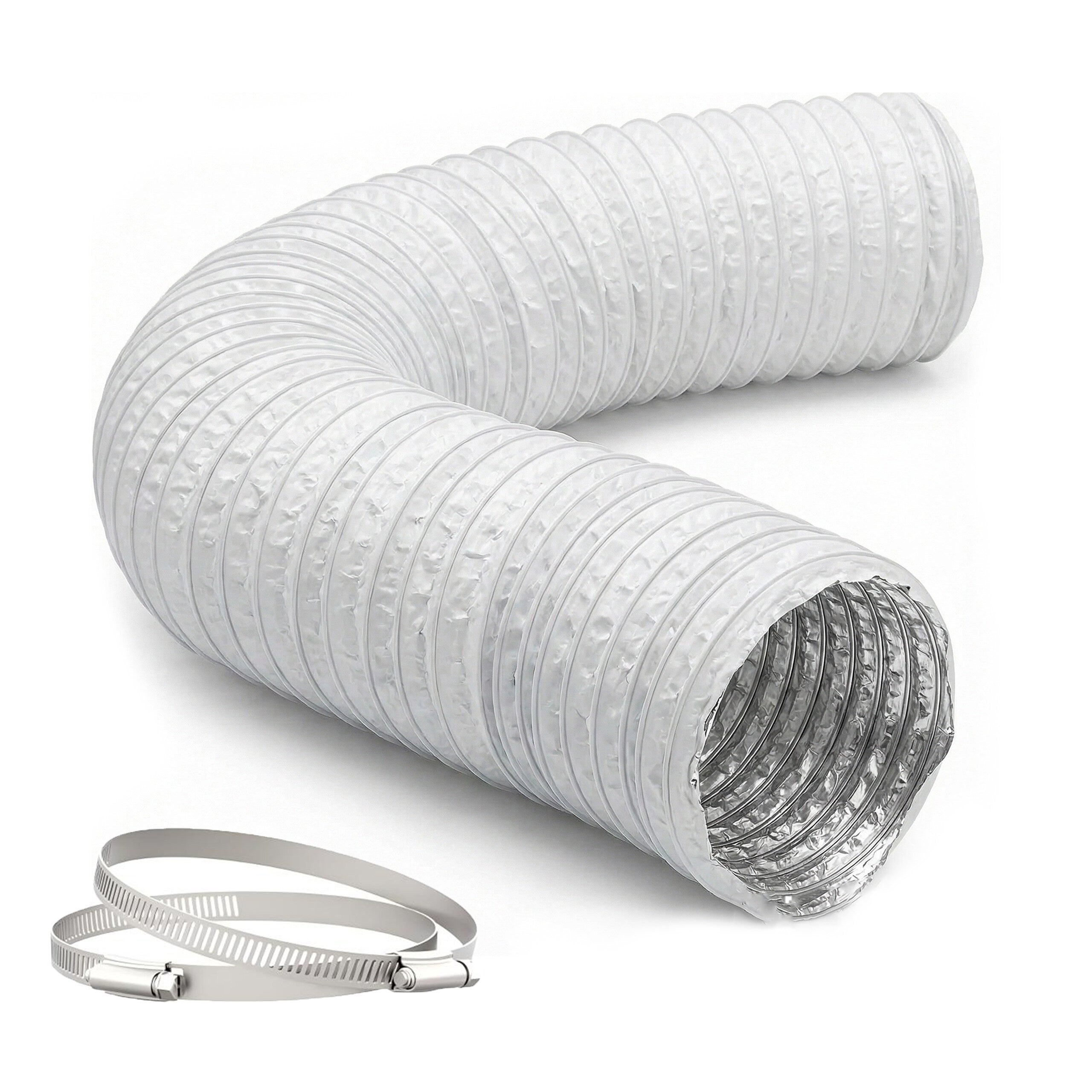 Tuyau d'évacuation d'air, 2 colliers, Ø 100 mm, 5 m, PVC, aluminium ...