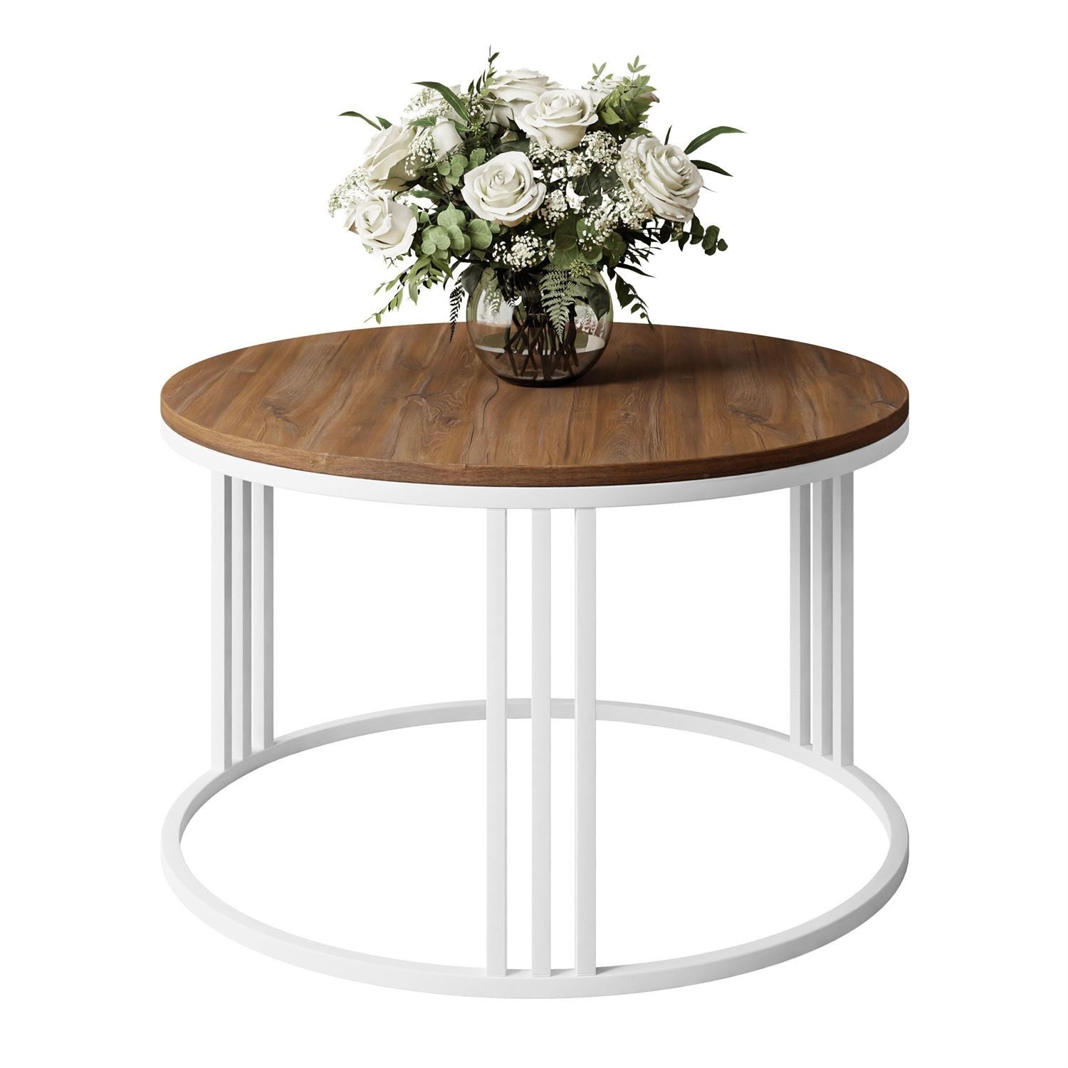 Table basse ronde LORI LOFT, blanc / chêne stirling | Leroy Merlin