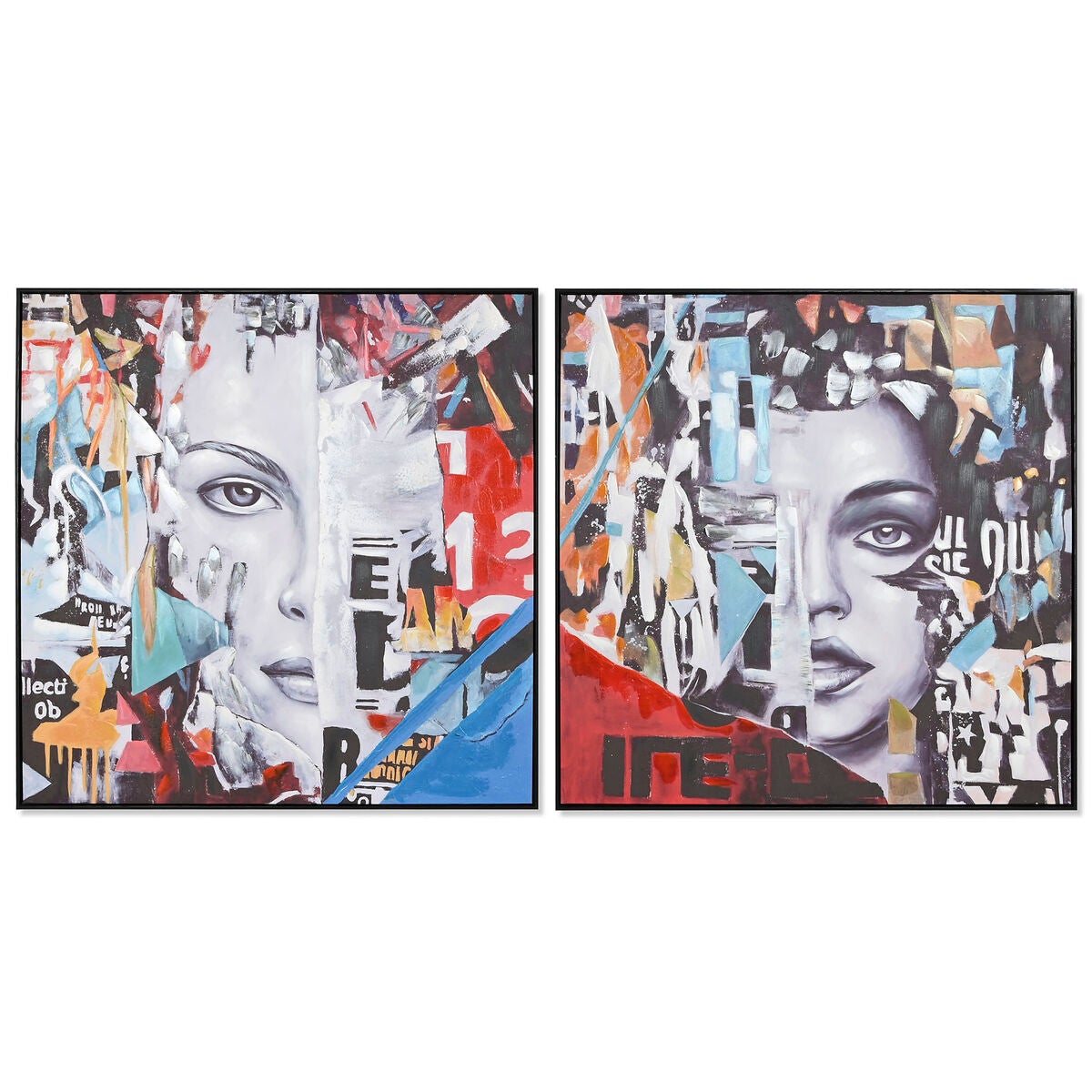 Cuadro Home ESPRIT Abstracto Moderno 100 x 3,5 x 100 cm (2 Unidades ...