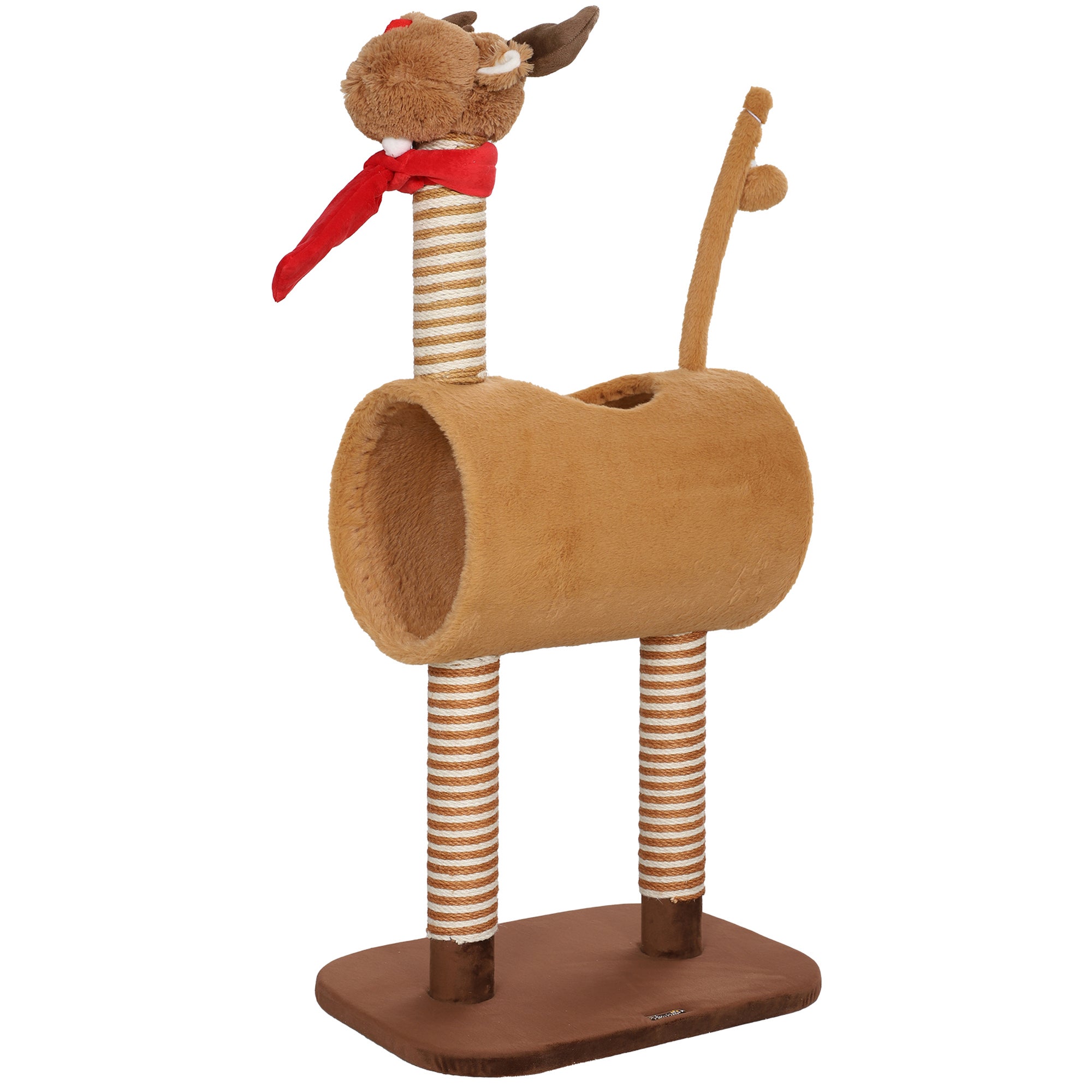 Arbre à chat de 98cm,motif cerf,avec grotte,balle et poteaux en jute ...