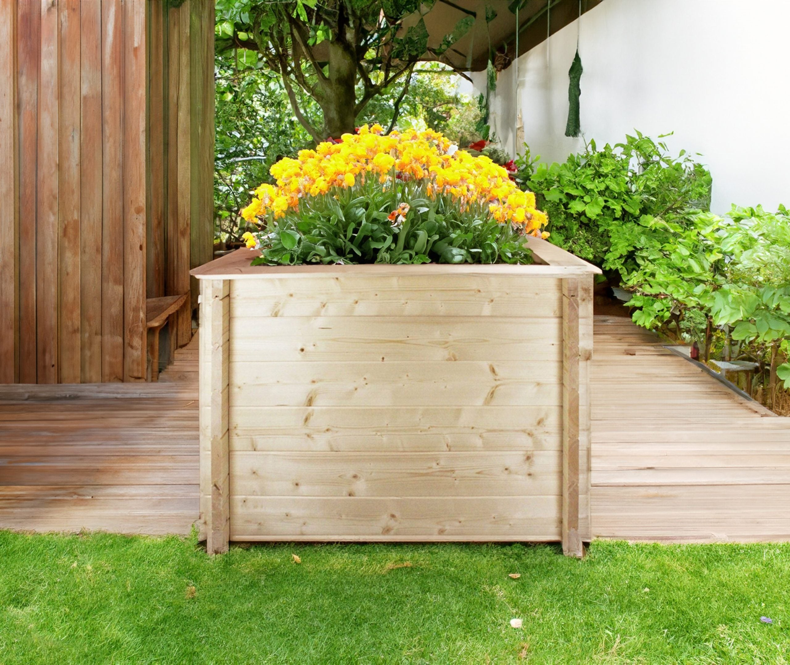 Plate-bande surélevée en bois - 100x38xh69 cm – bois massif pin/épicéa 28 mm - Timbela M613 ...