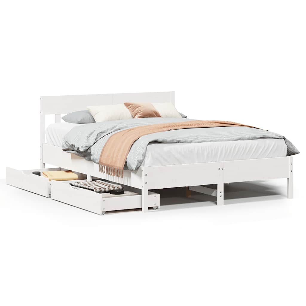 Cadre de lit sans matelas en bois massif blanc 120x190 cm - COMFORTXL ...