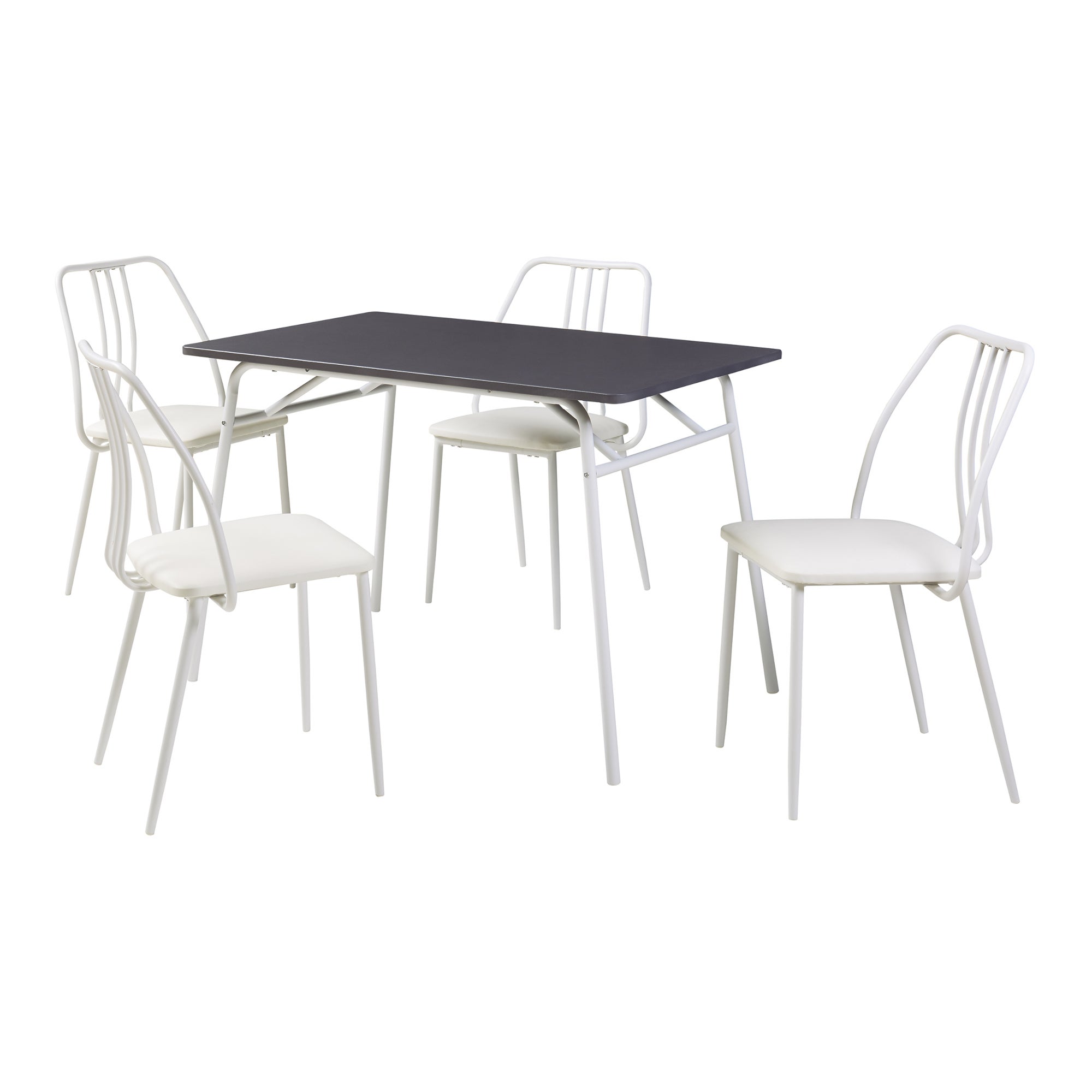 Juego de comedor Omso mesa rectangular con 4 sillas - Blanco / Gris [en ...