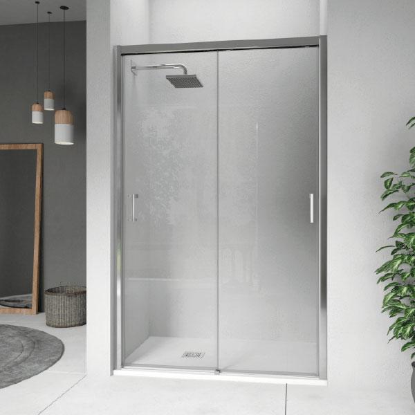 Puerta corredera doble Ducha COOPER Cristal transparente Sin lateral ...