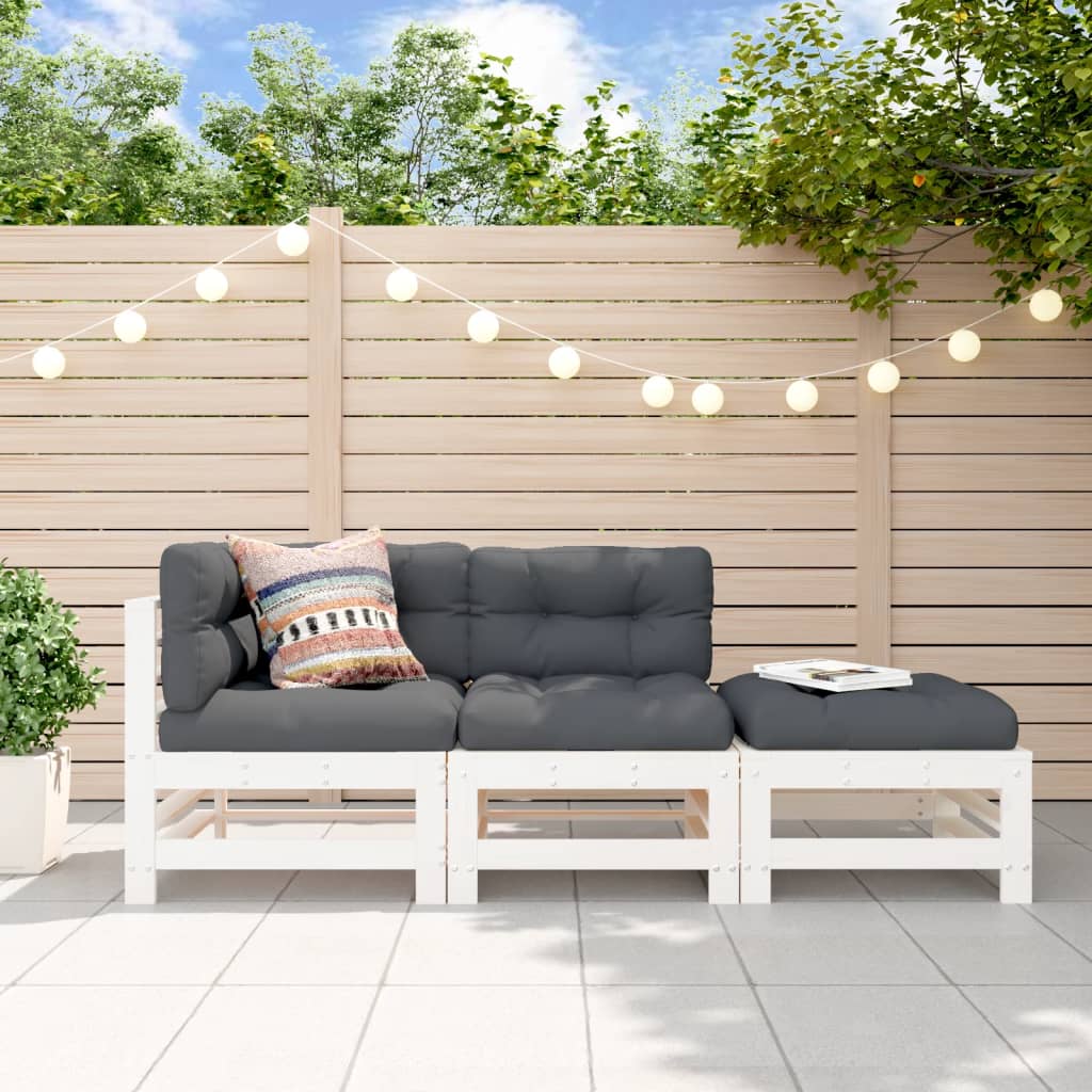 Salon de 3 pcs blanc bois massif de pin | Leroy Merlin