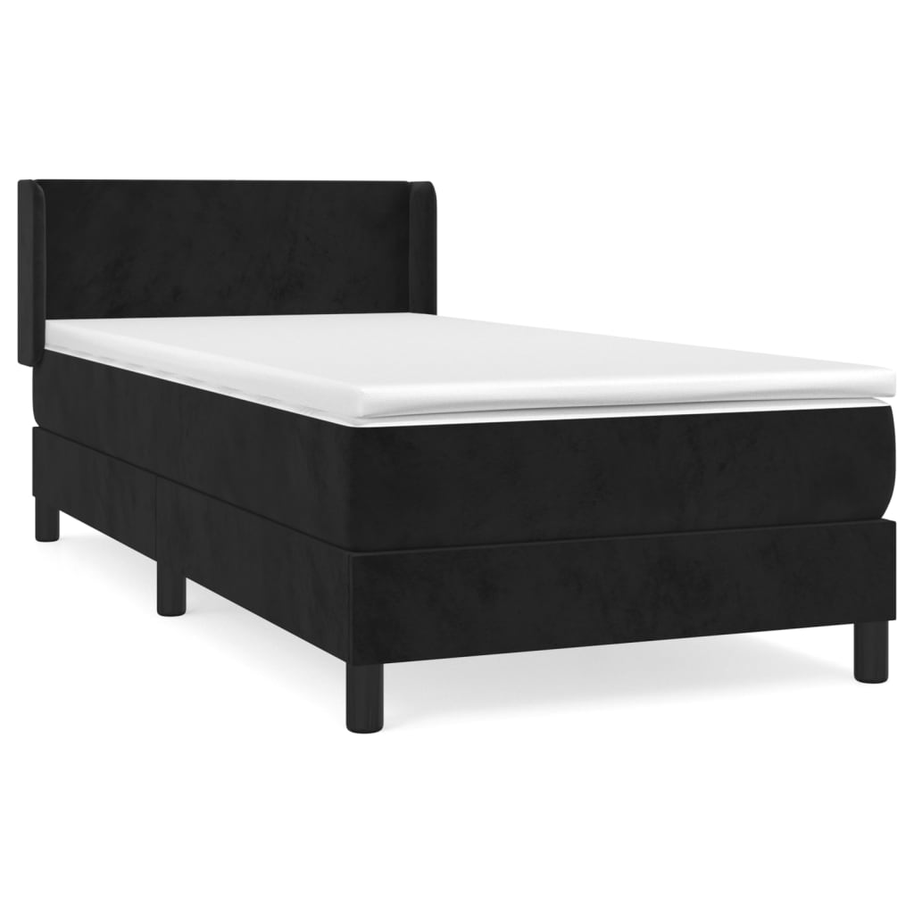Cama box spring con colchón terciopelo negro 90x200 cm | Leroy Merlin