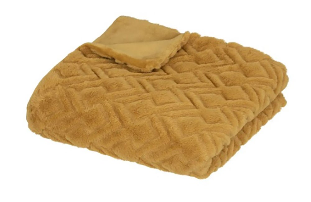 Plaid en polyester coloris Ocre - Longueur 180 x Profondeur 0,3 x ...