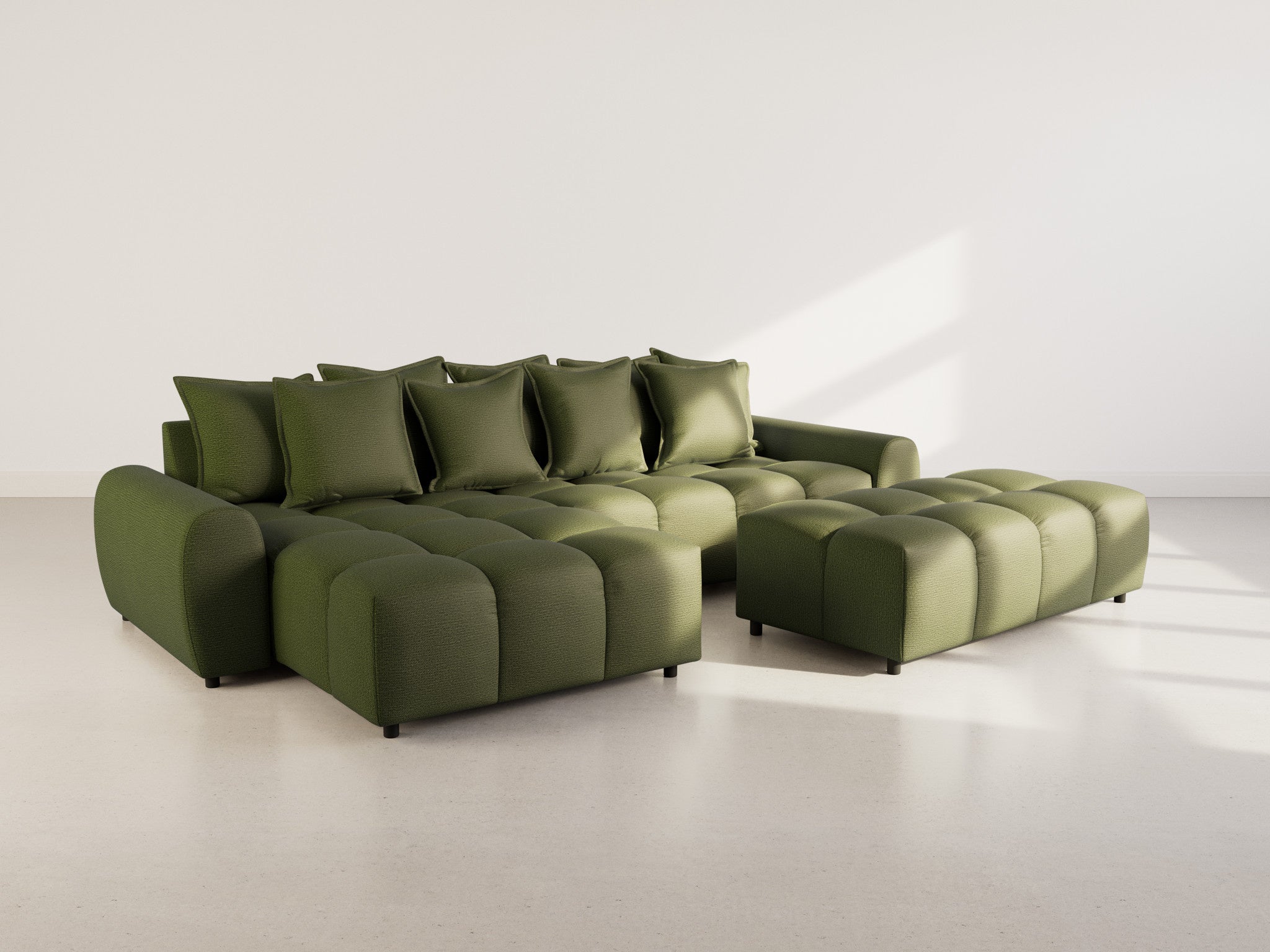 Canapé d'angle 4 places en tissu texturé vert - ADELAIDE - Best ...