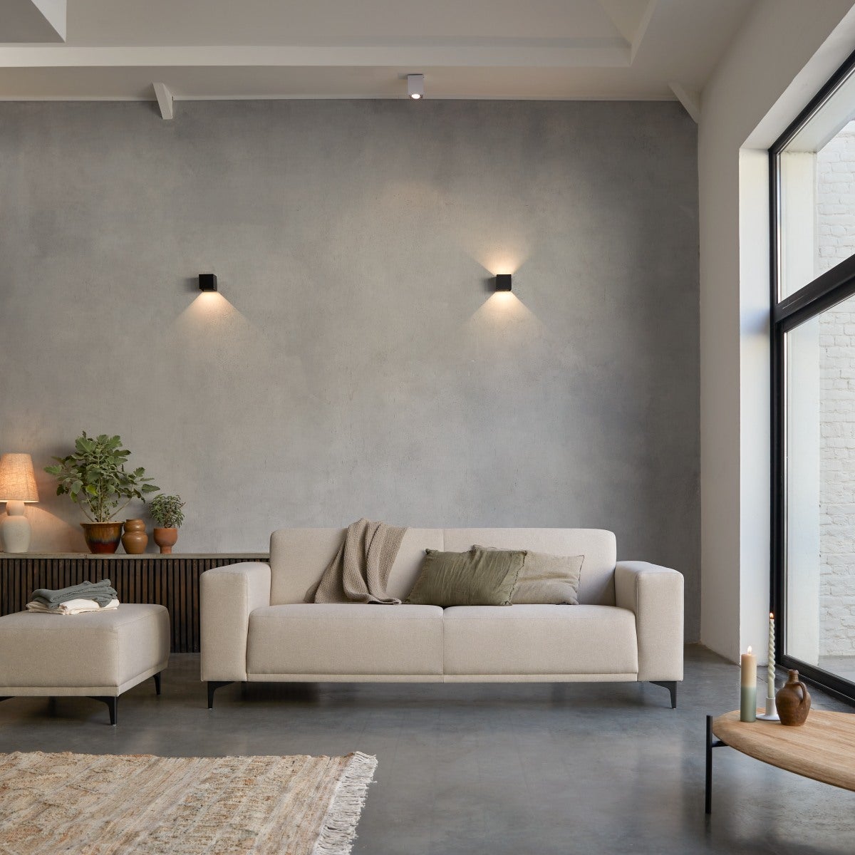 Tikamoon Sofá de tela de color crudo de 3 plazas Lars | Leroy Merlin