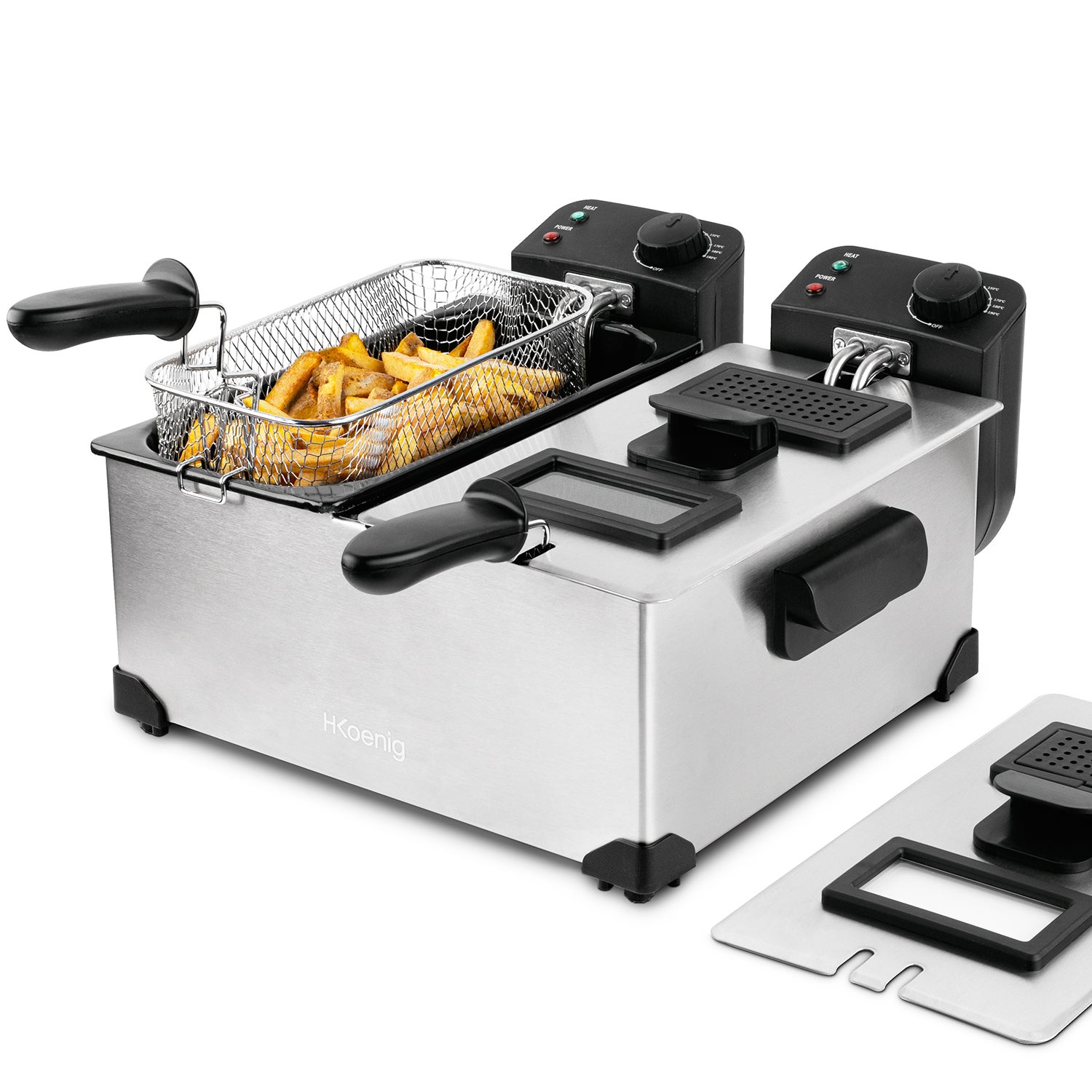 H.Koenig Friggitrice DFX600 con doppio cestello 2x3L, 3600W | Leroy Merlin