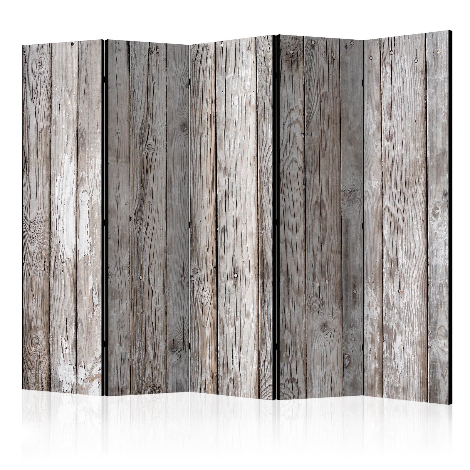 Paravent Scandinavian Wood II, Design Élégant en Bois 225 x 172 cm Gris ...