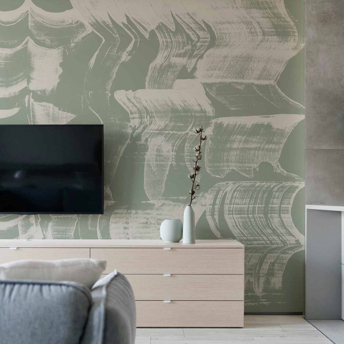 Carta da parati panoramica astratta con motivo di inchiostro a ...