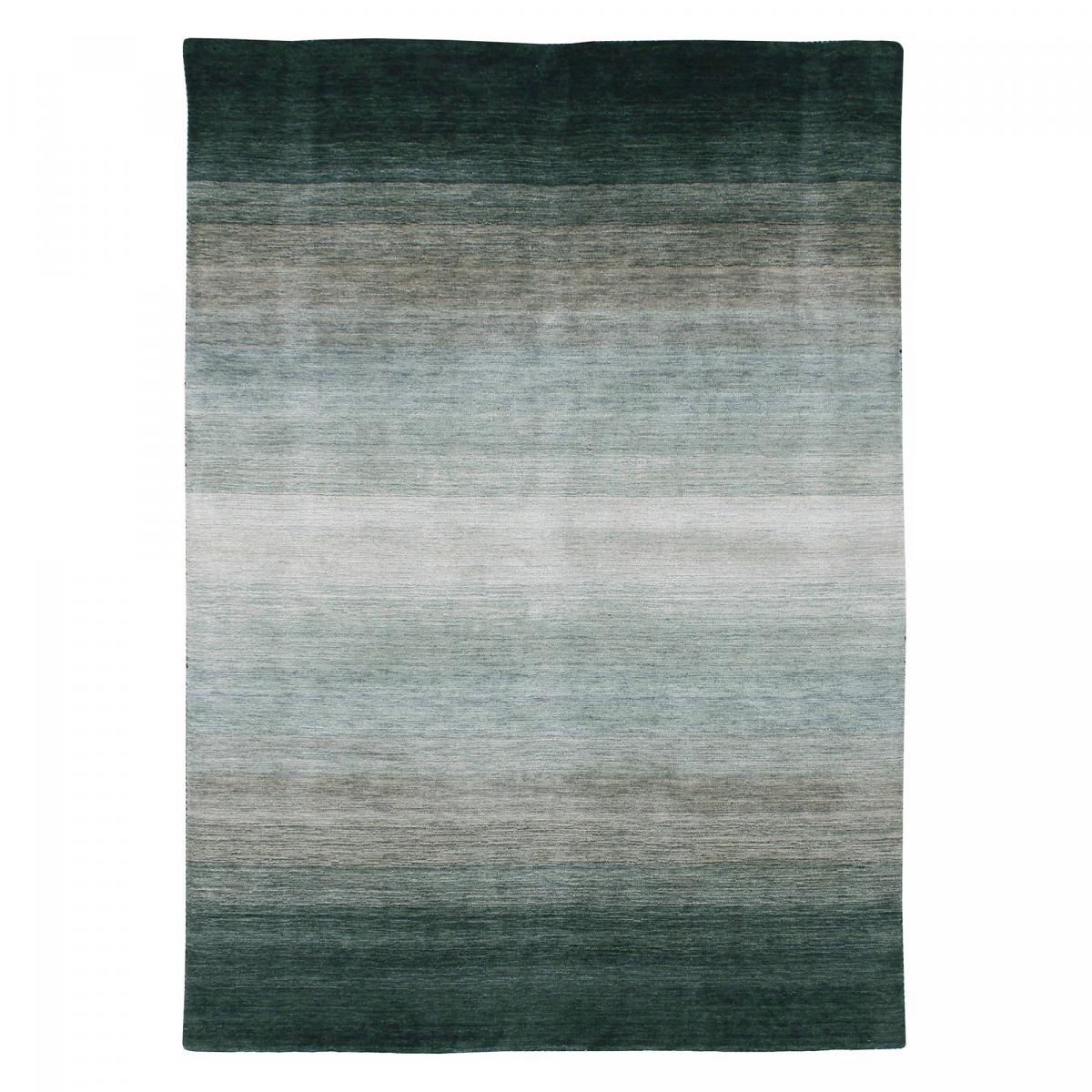 Tapis grand salon 200x300 fait main en laine gris et vert rectangle ...