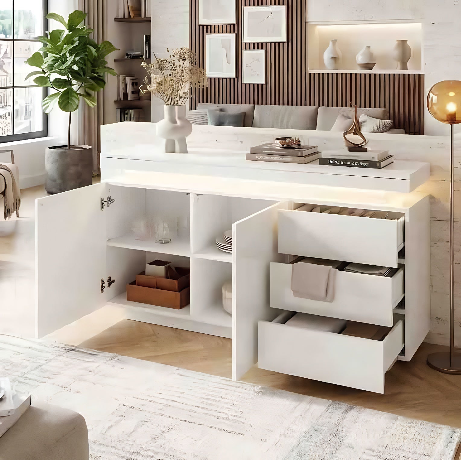DreamMespace Commode LED - 140x35x70cm - Éclairage Connecté App ...