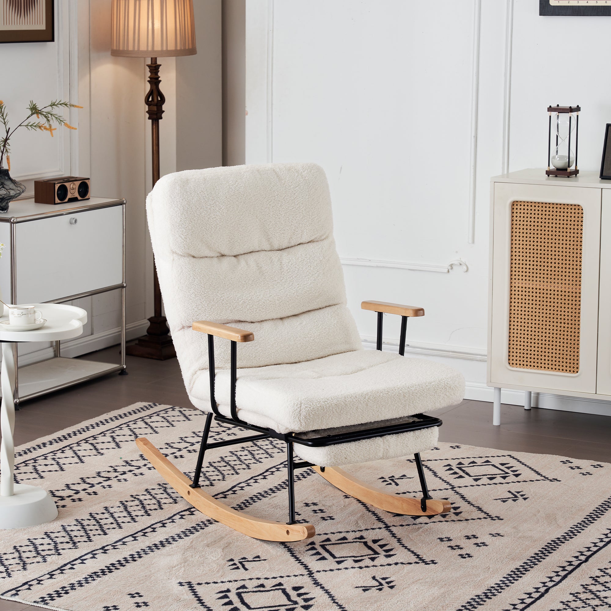 Sillón mecedora, Rocking chair - con pedal - Blanco | Leroy Merlin