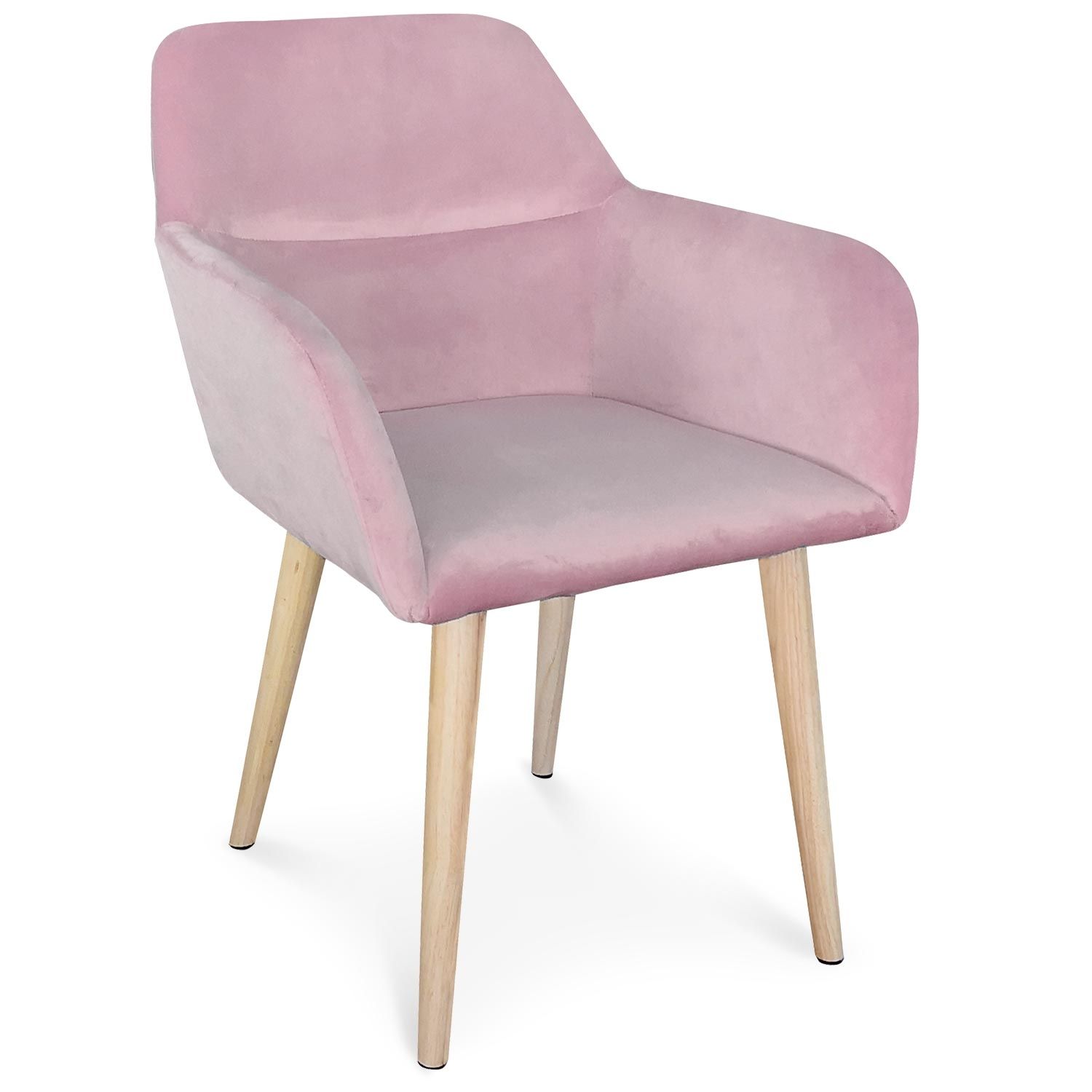 Chaise / Fauteuil scandinave Fraydo Velours Rose | Leroy Merlin