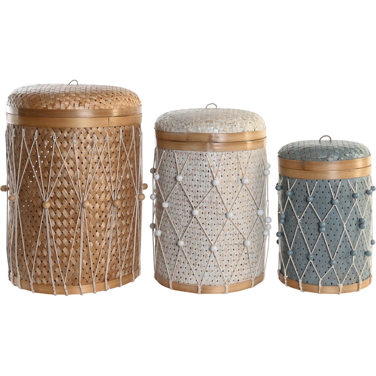 Panier élégant en bambou coloré pour déco chic 46 x 46 x 58 cm Coloris ...