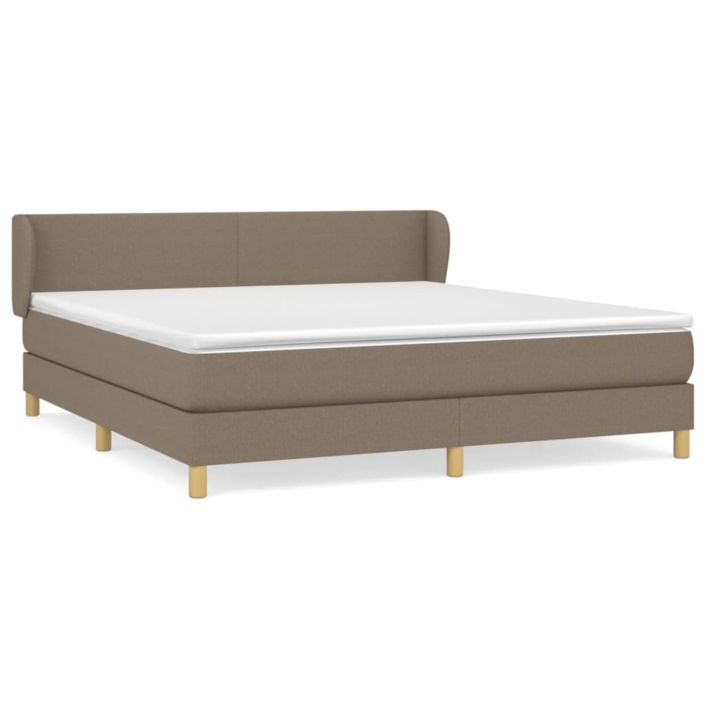 Lit à sommier tapissier avec matelas en tissu gris taupe 180x200 cm ...